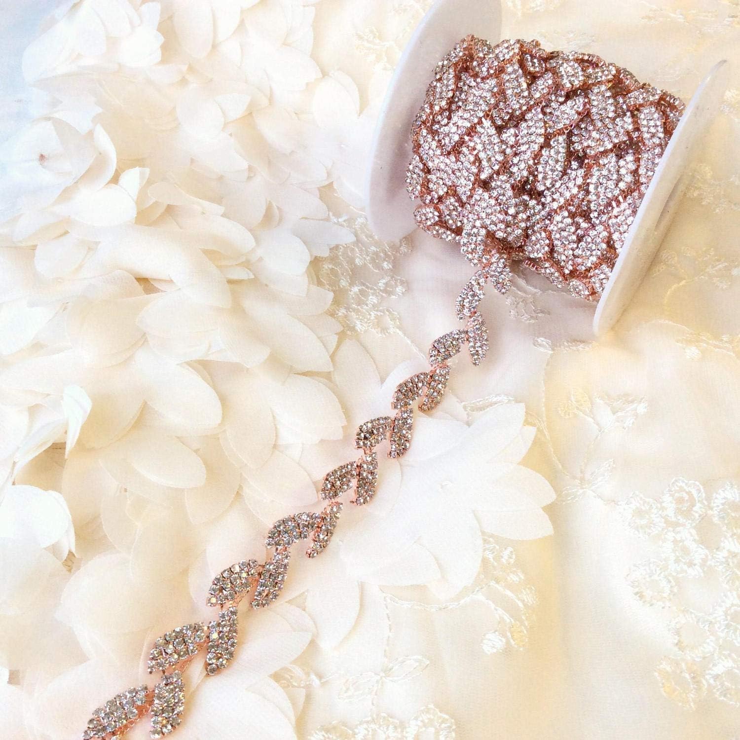 Amazon.com: Crystal Rhinestone Trim by The Yard -Bridal Trim - Thin ...