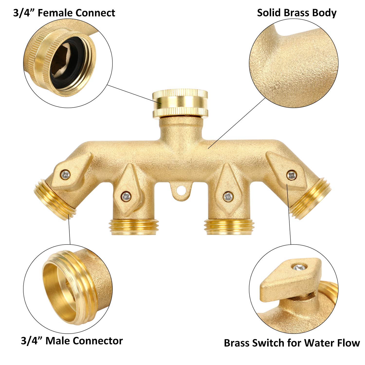 Snapklik.com : STYDDI 4 Way Heavy Duty Garden Hose Splitters, Solid ...