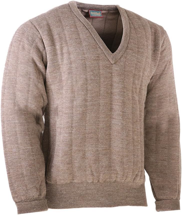 Quiltknit Lansdown Mens Heavyweight V Neck Country Jumper - Brown (S ...