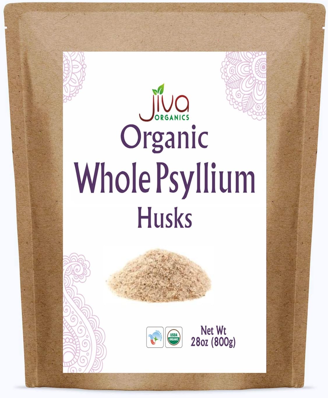 Jiva Organic Whole Psyllium Husk (Isabgol) 28 Oz Jumbo Bag - Non-GMO ...