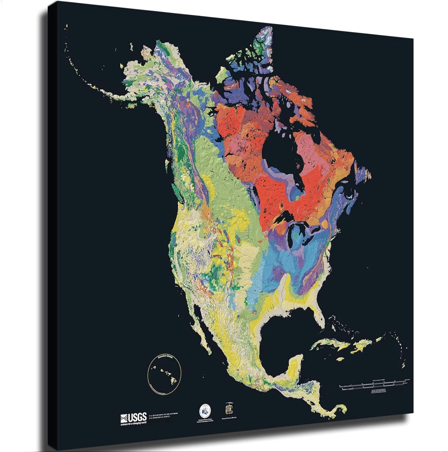 Amazon.com: North America Geologic Map Time and Terrain Poster Canvas ...