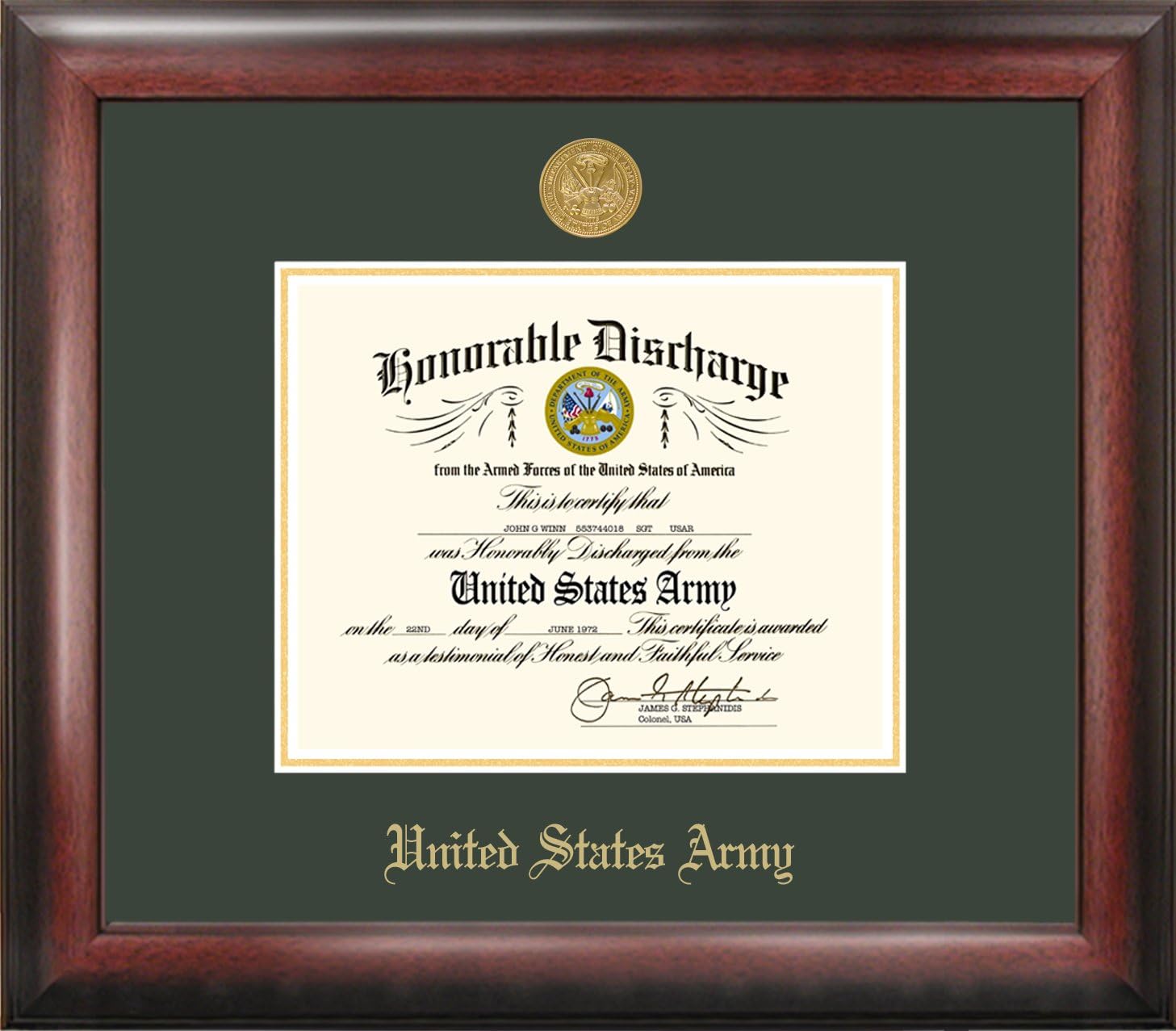 Amazon.com - Patriot Army Discharge Gold Embossed Frame - Document Frames