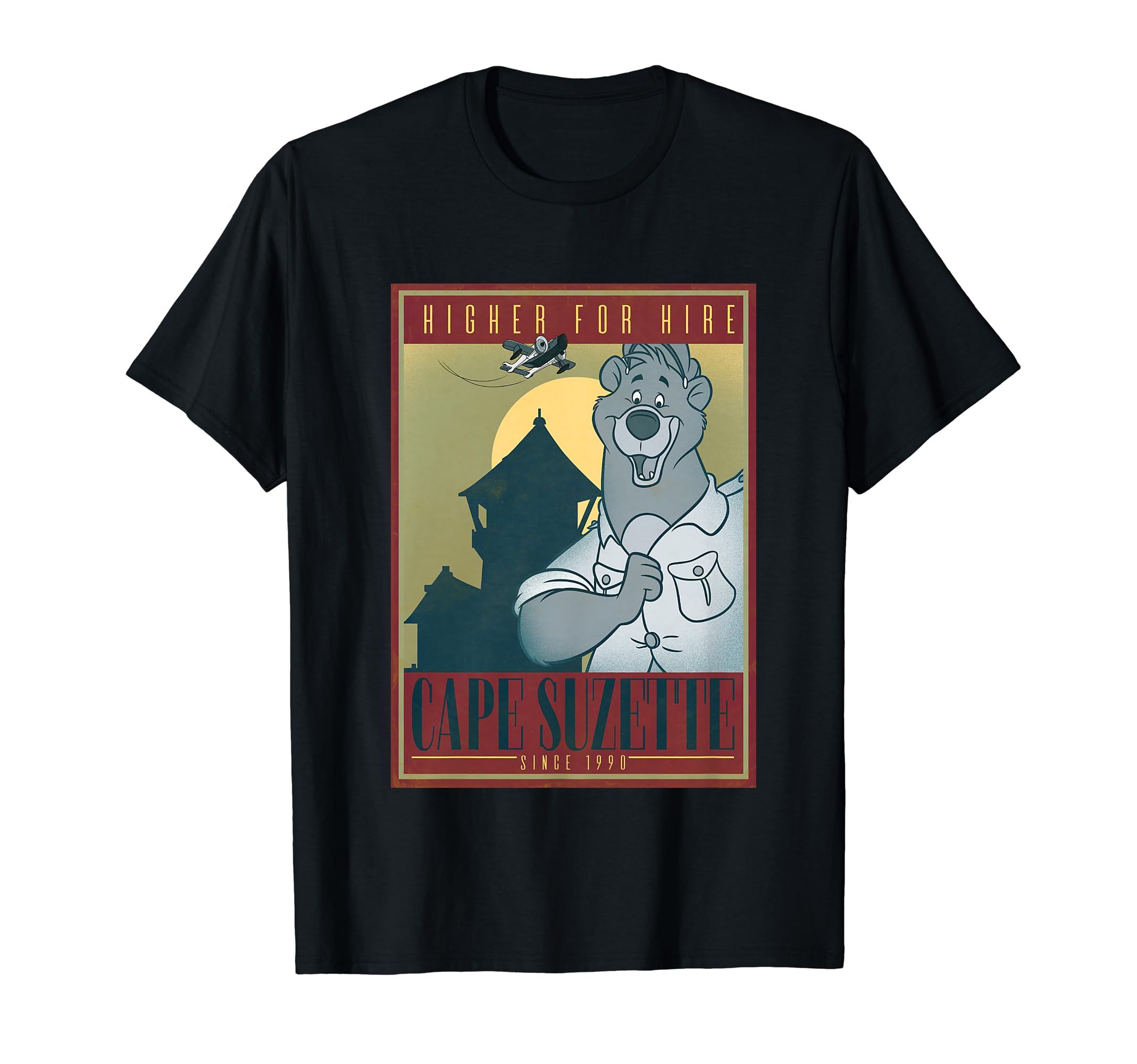 Amazon.com: Disney TaleSpin Baloo Higher For Hire Poster T-Shirt ...