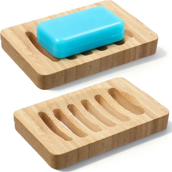 Amazon.com: 2 Pack Wooden Soap Holder Waterproof Self Draining Soap ...