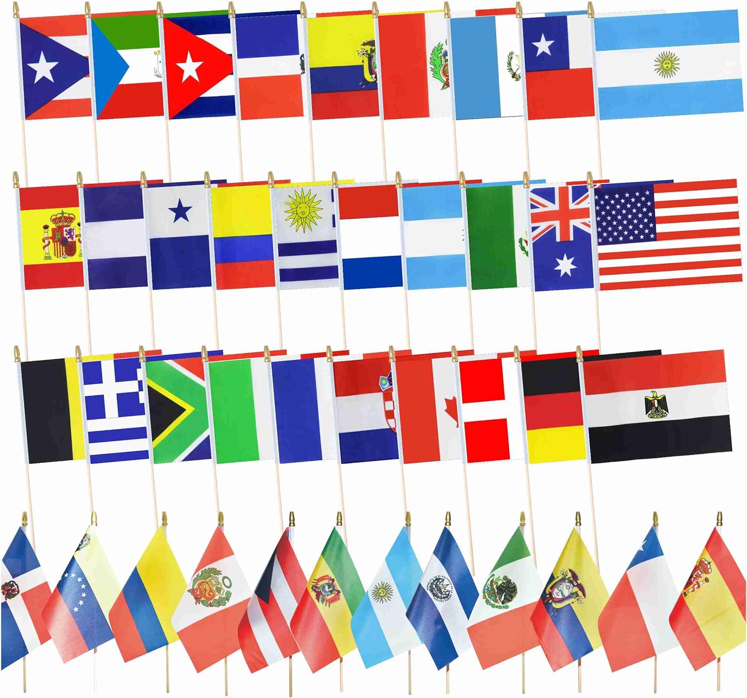 Amazon.com: Fisottey Fisottry 228 Countries Small Flags on Woodeen ...