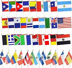 Amazon.com: Fisottry 228 Countries Small Flags on Woodeen Stick Mini ...