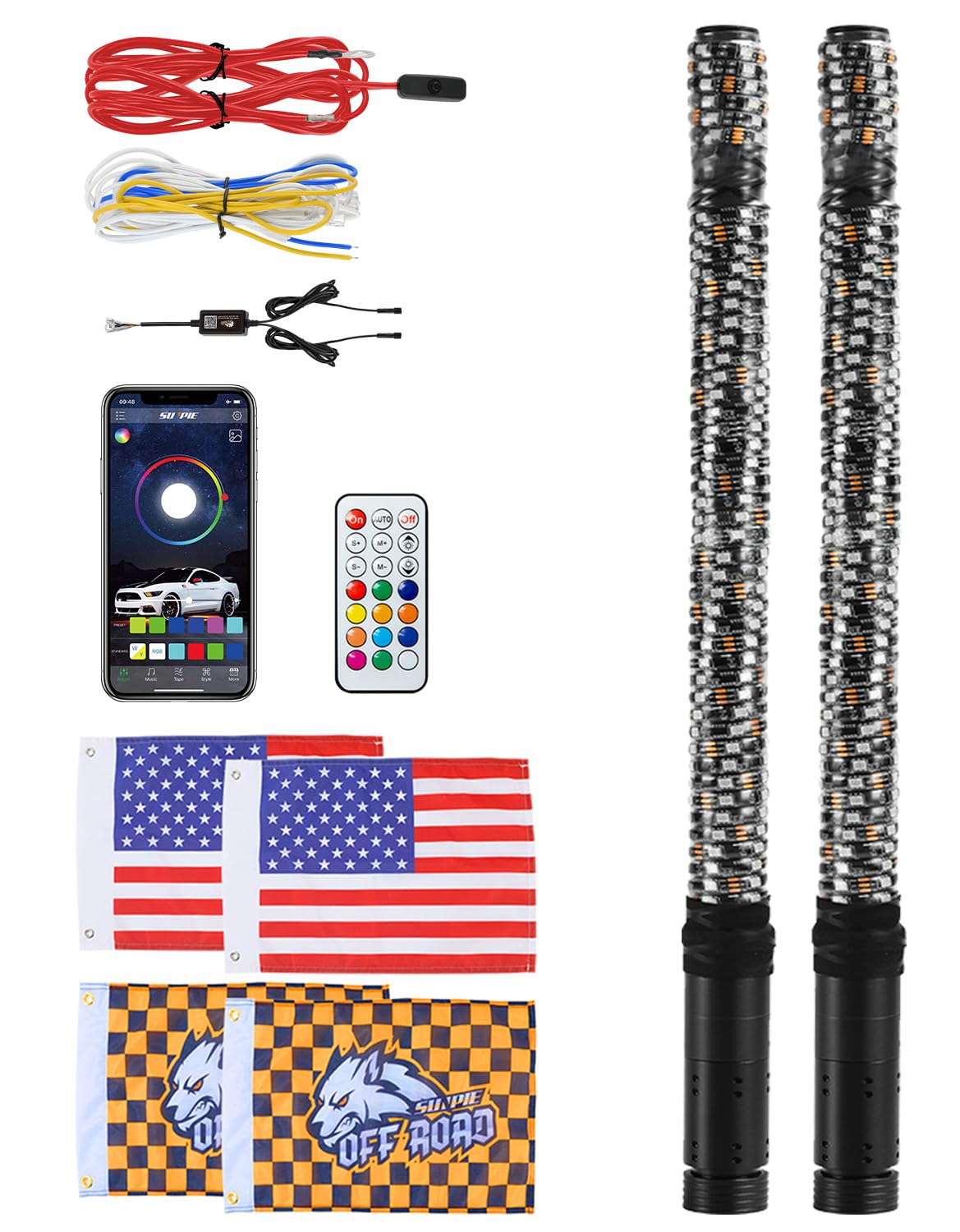 Snapklik.com : SUNPIE Fat Whip Lights RGB Universal Blare LED Strobe ...