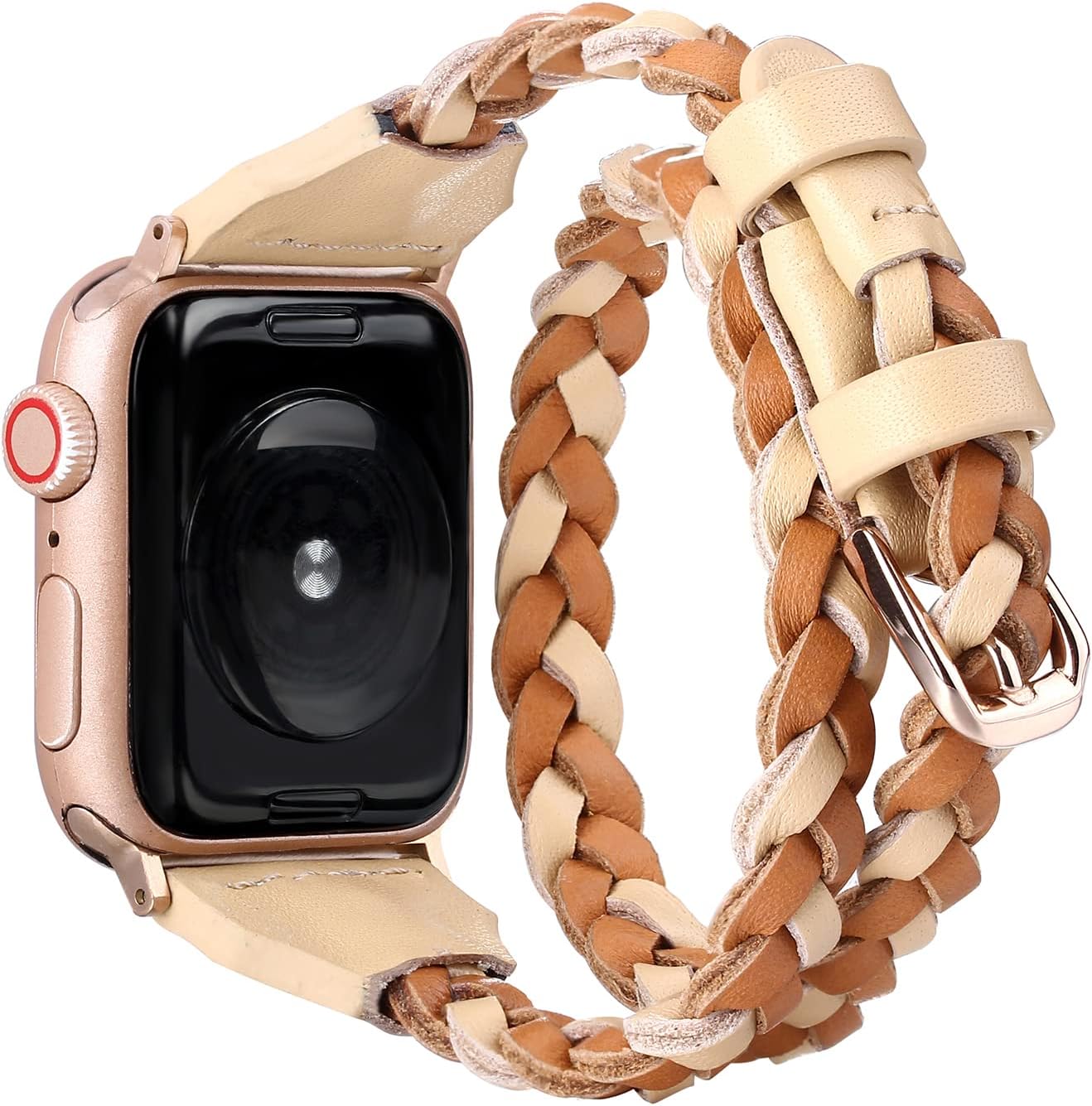 Amazon.com: CHARMINGO Leather Double Wrap band Compatible with Apple ...