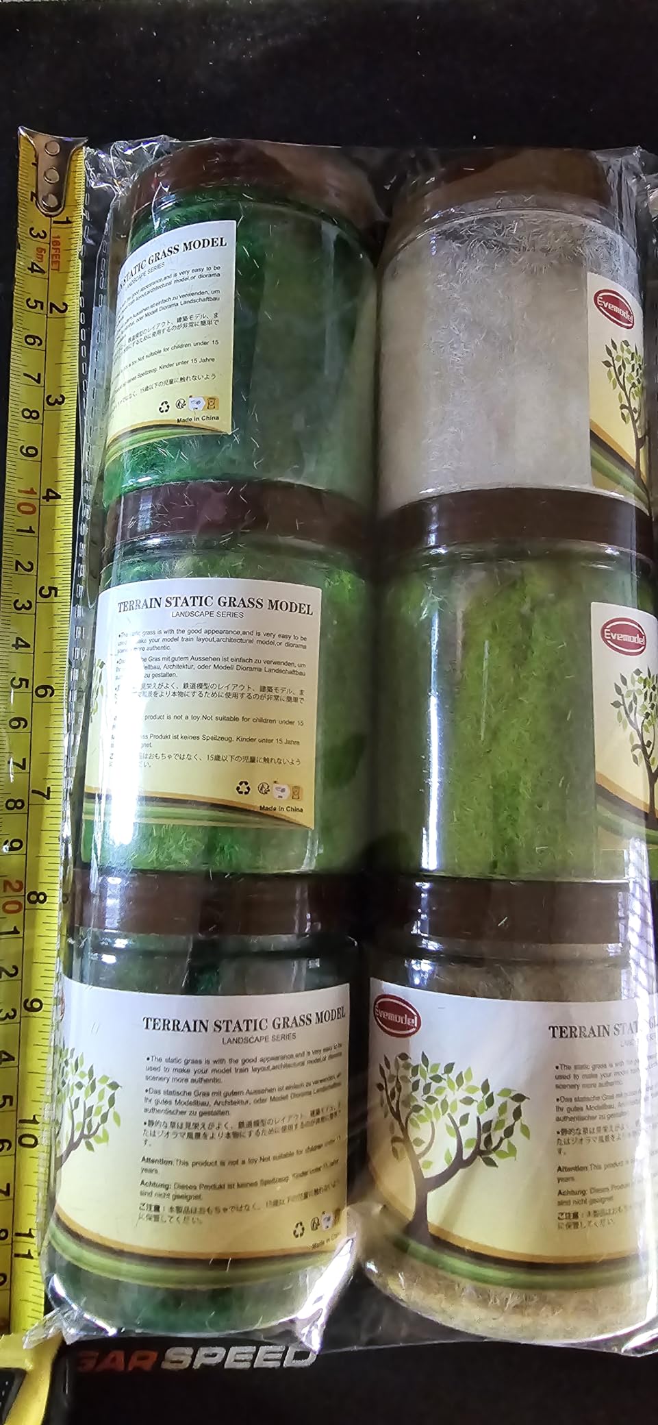 6X 35g Mixed 2mm-3mm Static Grass Terrain Powder Green Fake Grass Fairy ...