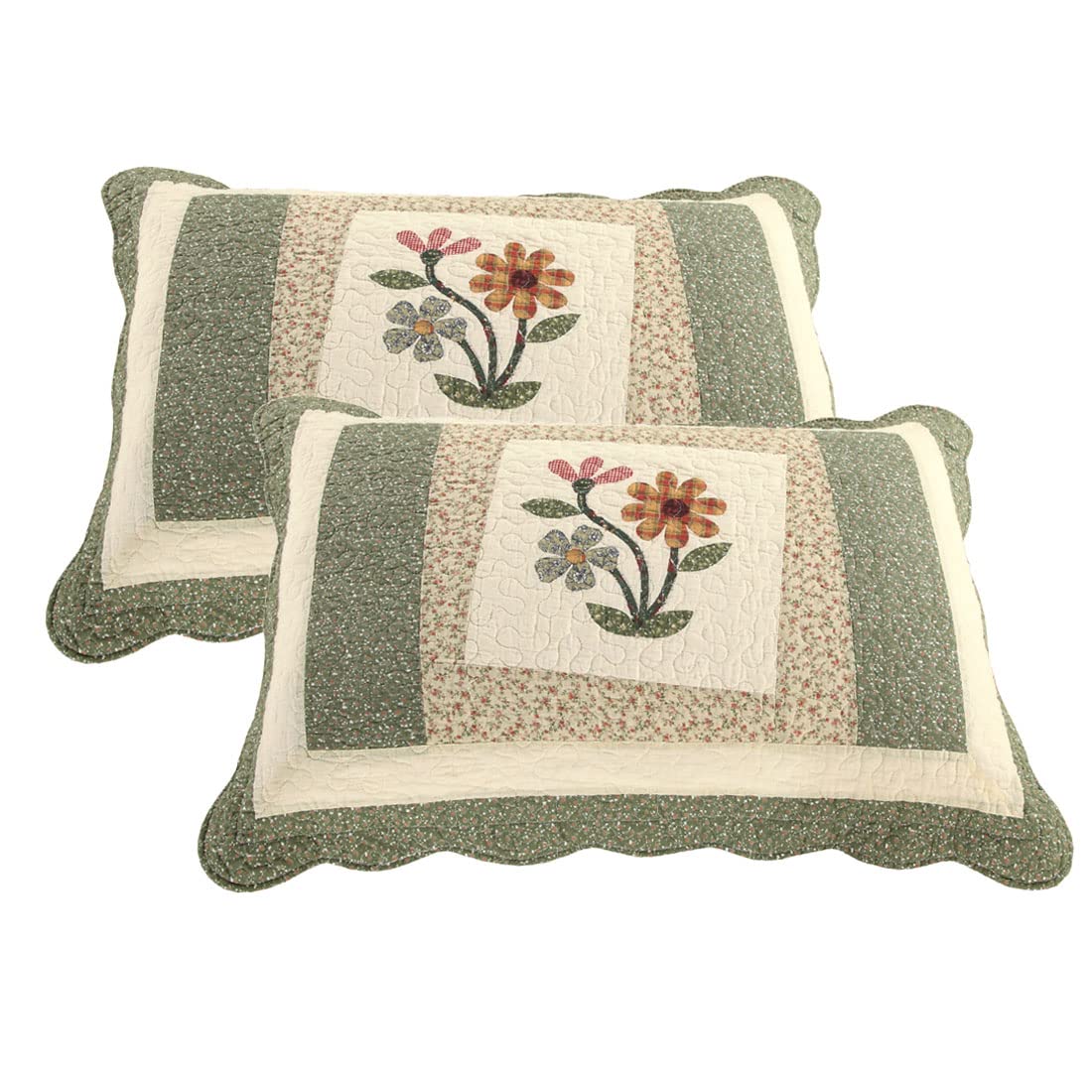 Amazon.com: vctops 2-Piece Elegant Floral Patchwork Pillow Shams Queen ...