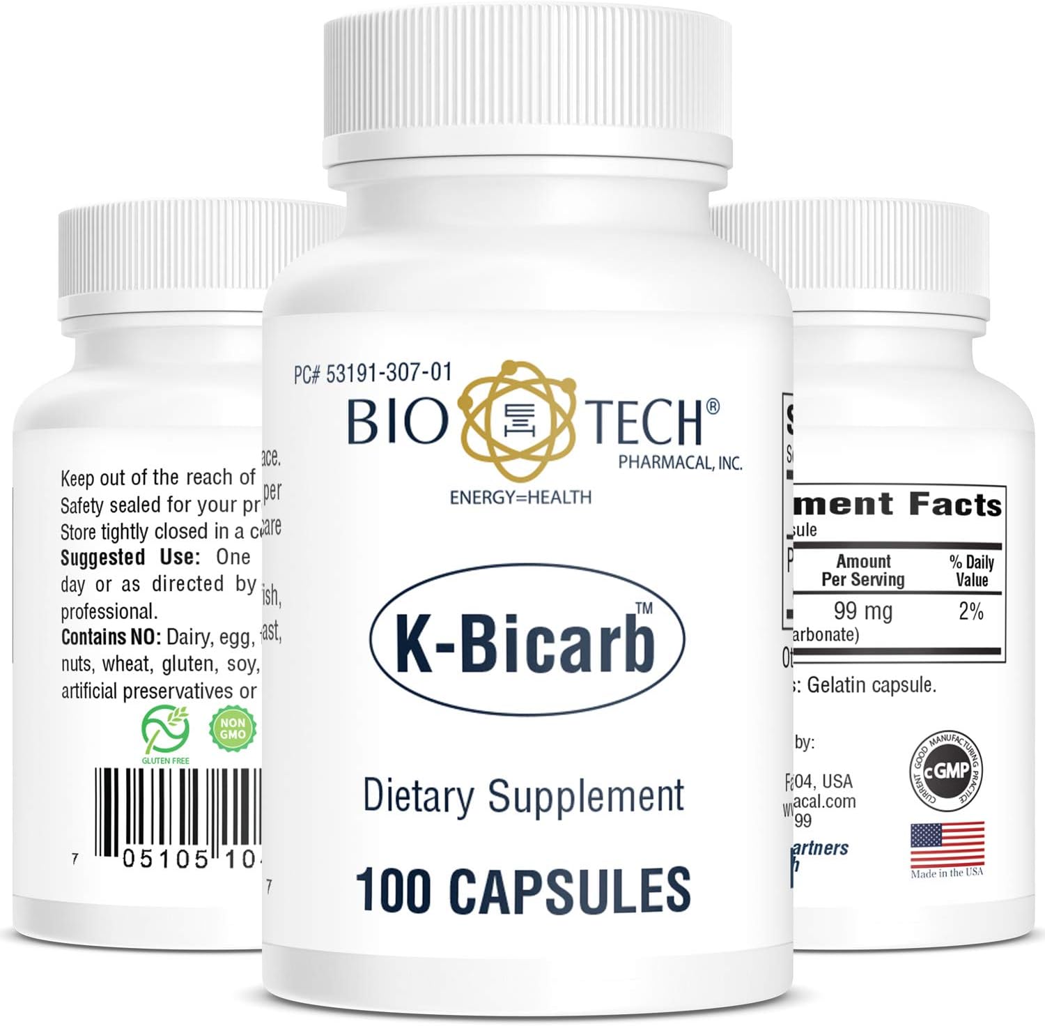 Amazon.com: Bio-Tech Pharmacal Potassium Dietary Supplement (K-Bicarb ...