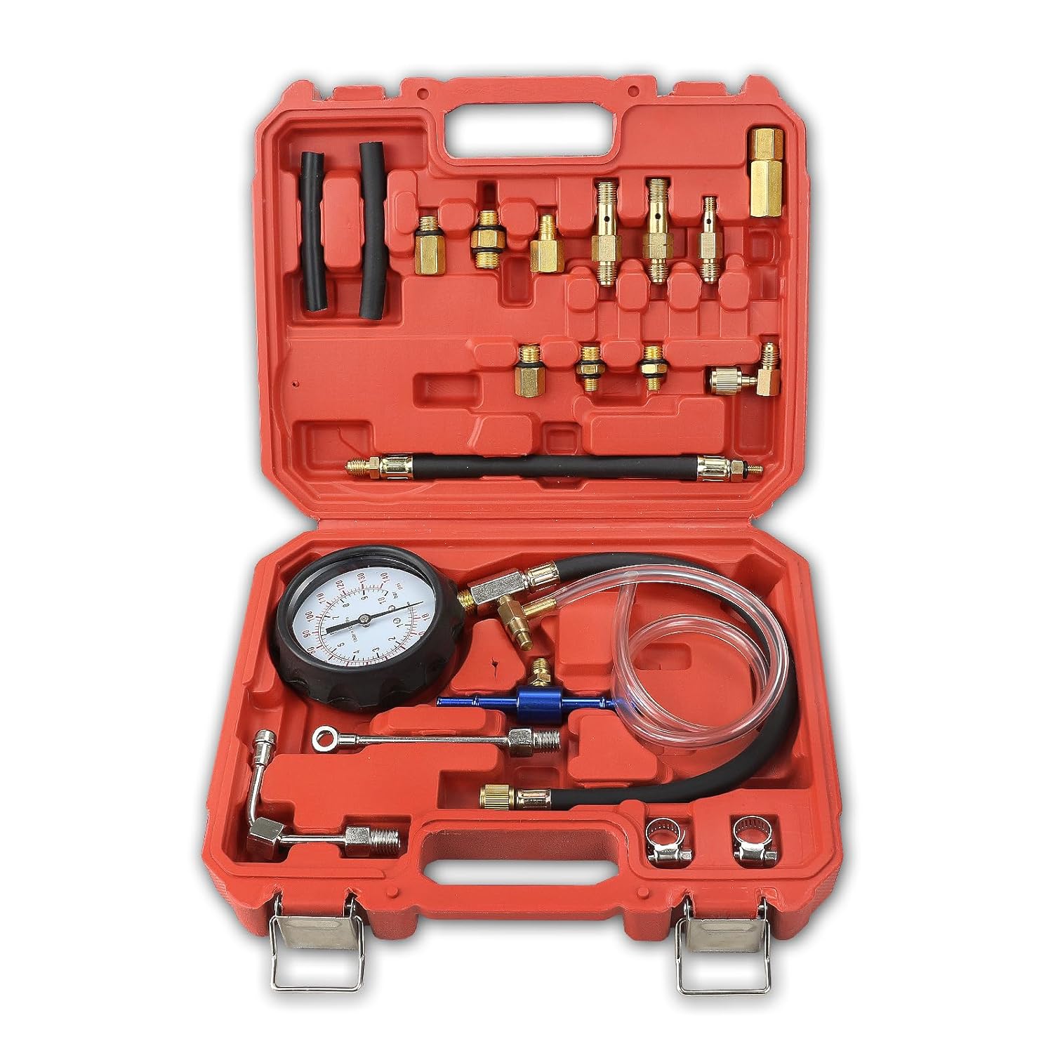 DKwoeshg Fuel Pressure Tester Kit with Gauge - 0-140 PSI Injection Pump ...