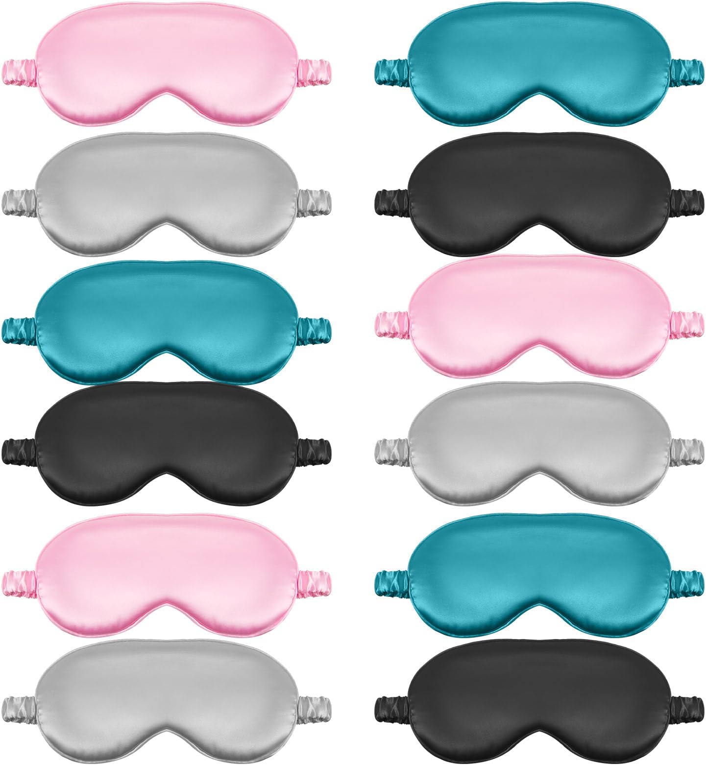 Amazon.com: Funnysoft 12 Pcs Silk Eye Masks for Sleep Bulk, Soft Satin Eye Covers for Sleeping ...
