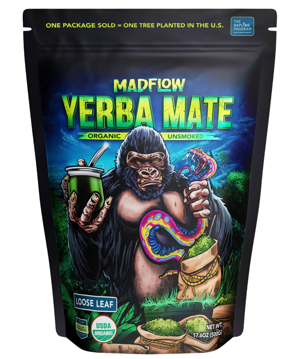 Amazon.com: MADFLOW Yerba Mate Loose Leaf 1.1 Lb. Organic & Unsmoked Yerba Mate Tea For Natural ...