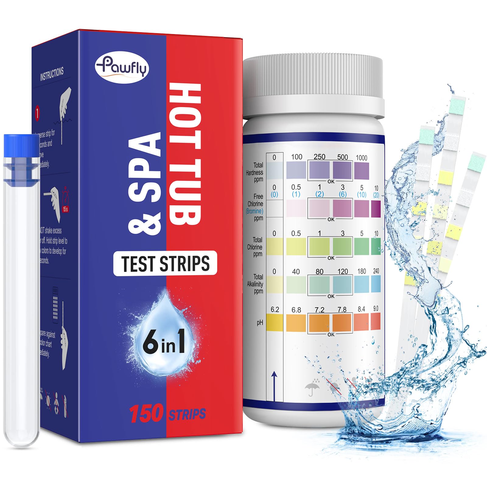 Snapklik.com : 6 In 1 Hot Tub Test Strips, Spa Pool And Hot Tub Test ...