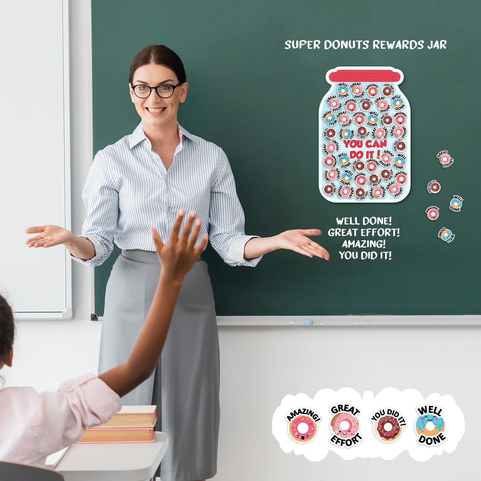 Snapklik.com : 60 Pcs Magnetic Donut Reward Jar Magnetic Positive ...