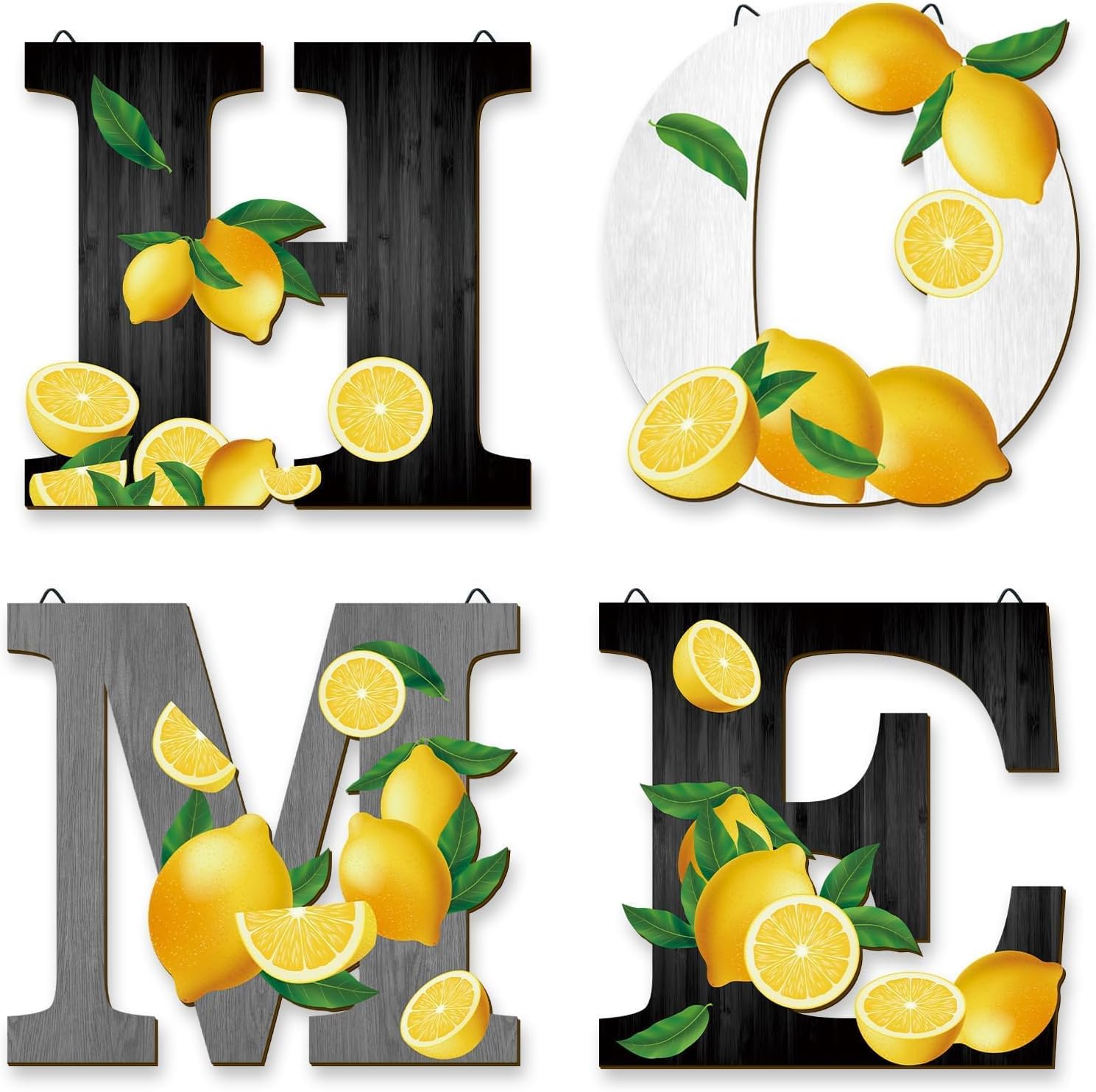 Amazon.com: clothmile 4 Pcs Wood Home Sign Summer Lemon Wall Decor ...