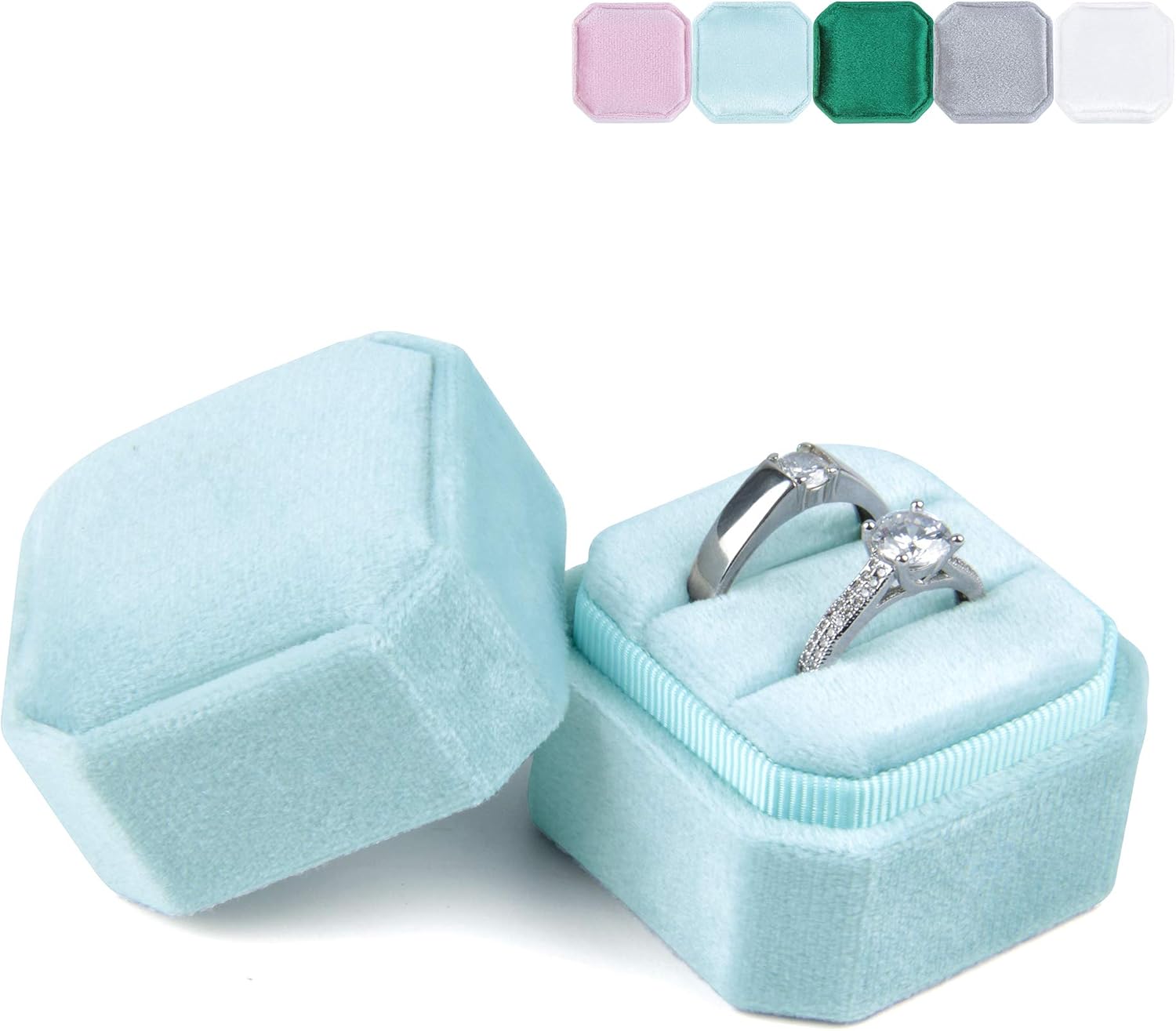 Amazon.com: Actume Velvet Ring Bearer Box- Octagon Square Gorgeous ...
