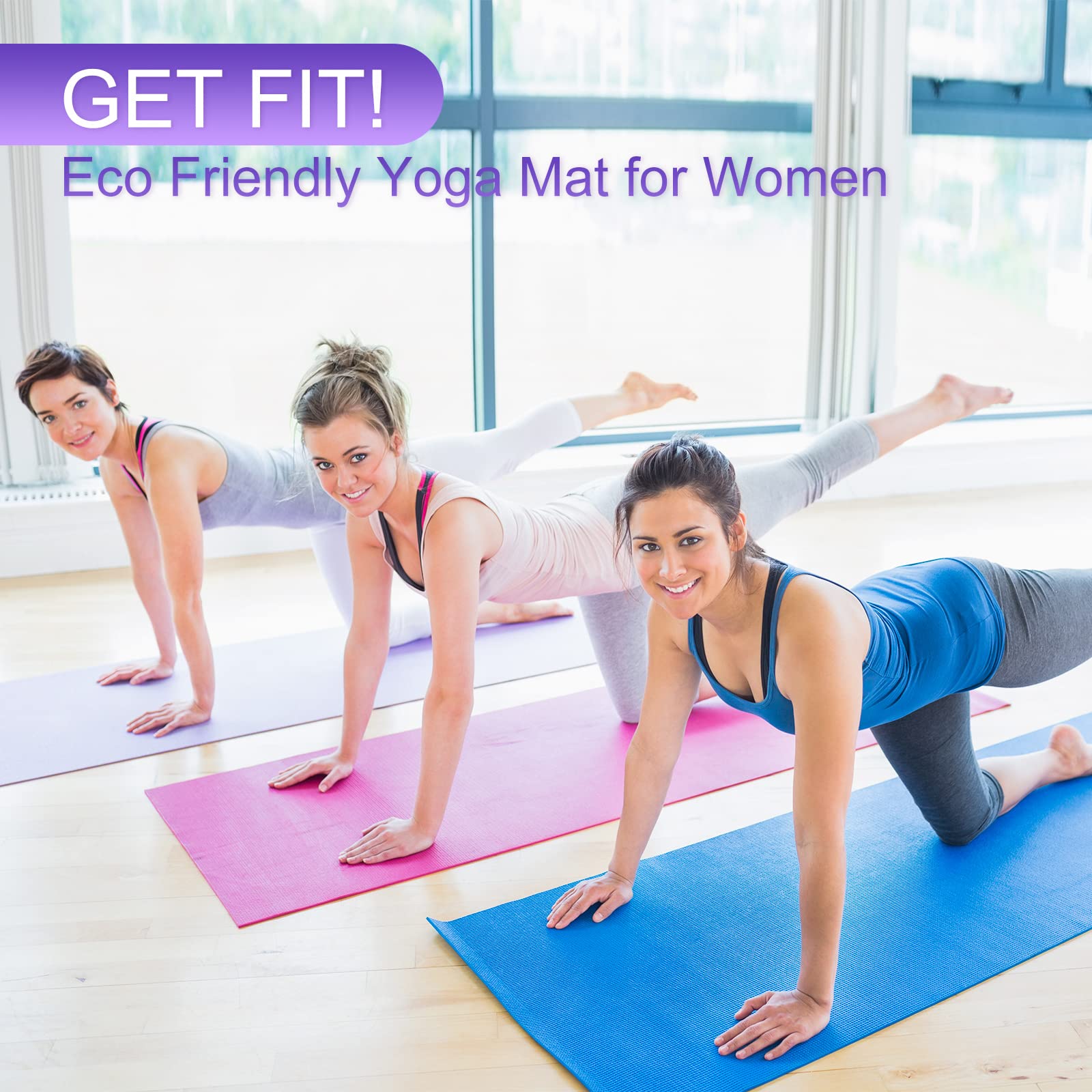 3 mm Thick Yoga Mat Bulk, 68.11 x 24.02 Inches Exercise Workout Mat Non ...