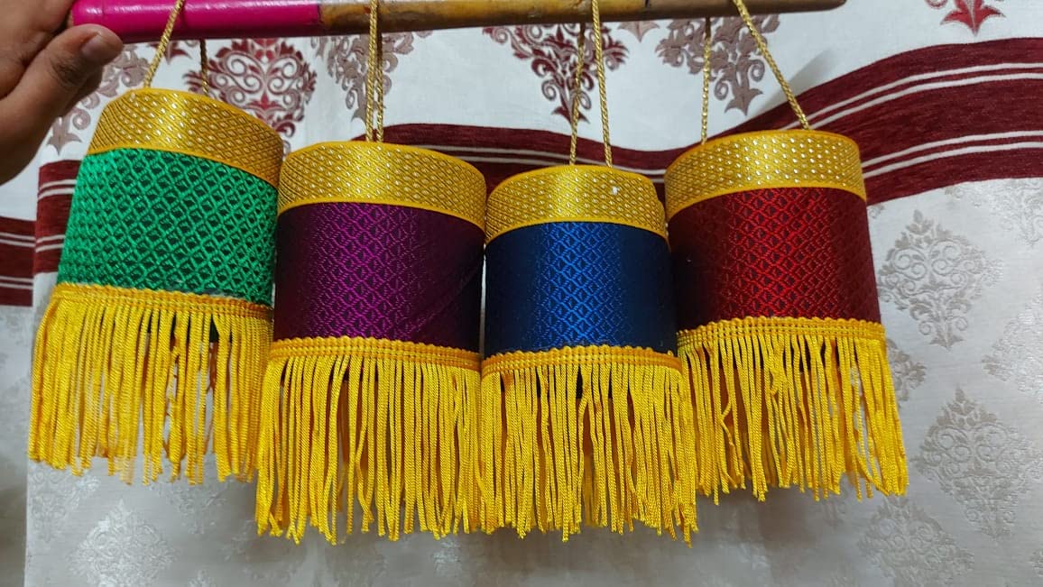 Buy Handmade Diwali Kandil Khan Small Lamps (Large, Blue-Green-Pink ...