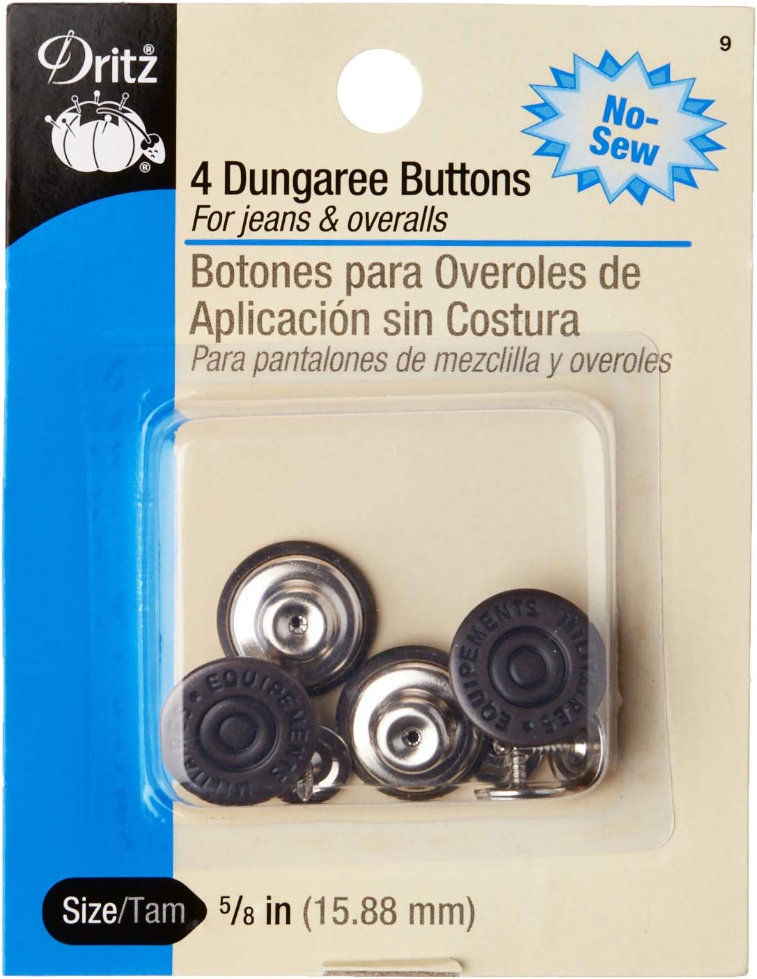 Amazon.com: Dritz 9 No-Sew Dungaree Buttons, Copper, 5/8-Inch 4-Count