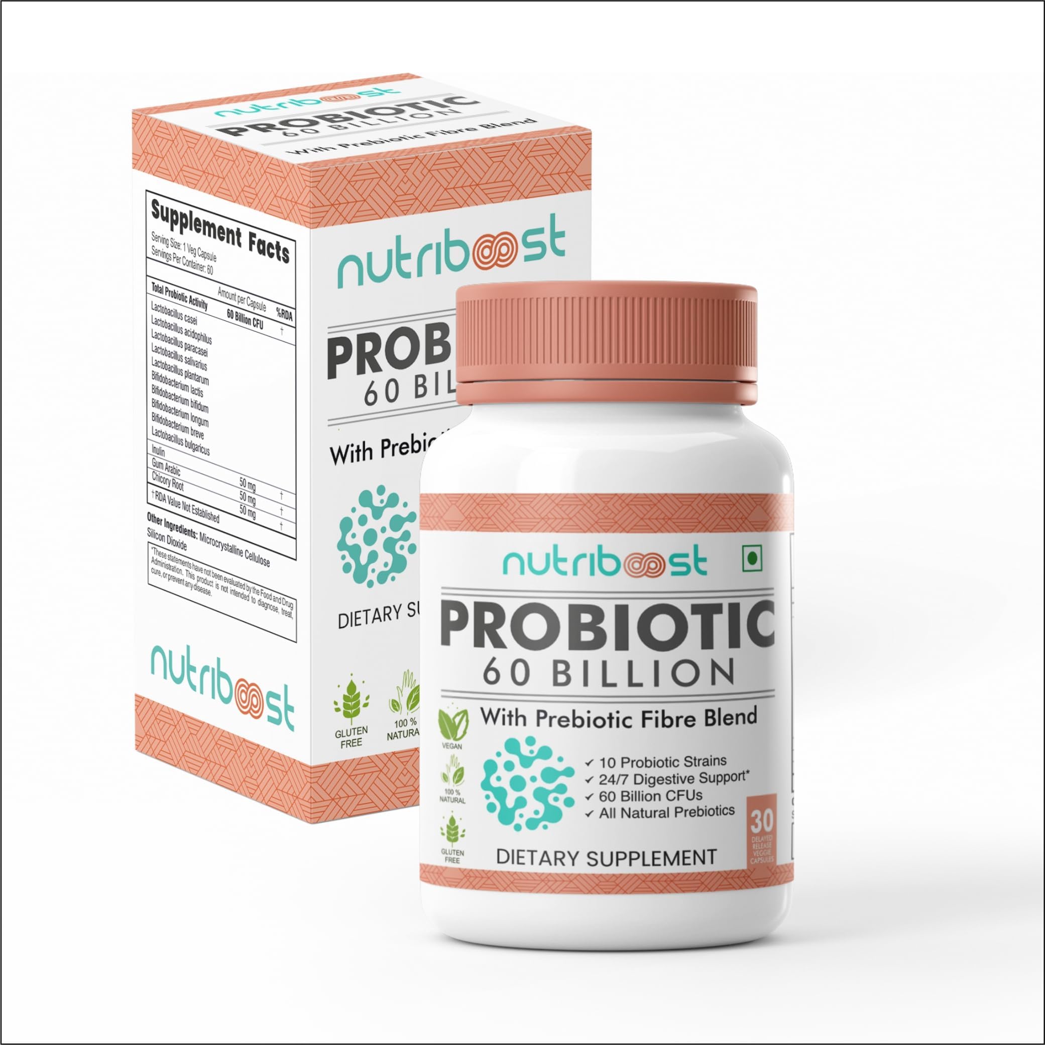 Amazon.com: NUTRIBOOST Probiotic with Probiotic Fibre Blend Veggie ...