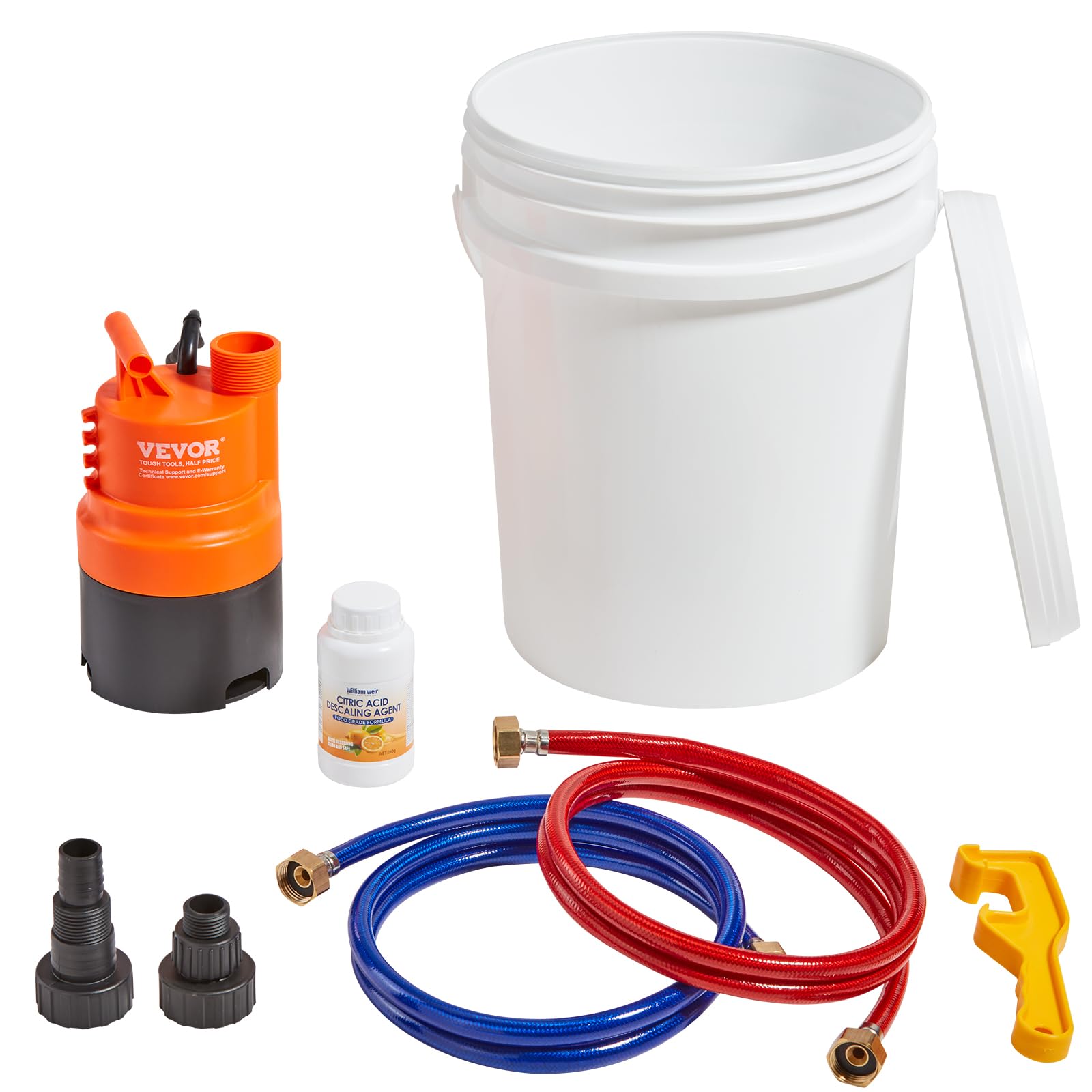 Amazon.com: VEVOR Tankless Water Heater Flushing Kit, Includes Efficient Pump & 5 Gallon Pail ...