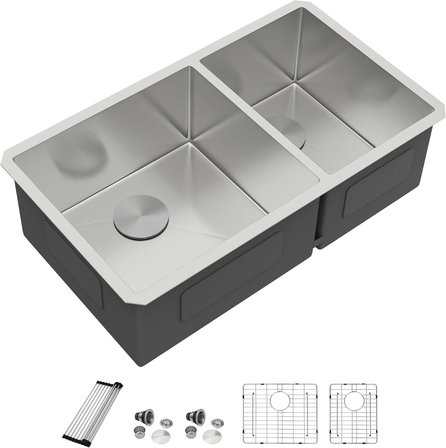 Dcolora 36" Extra Large Double Bowl Kitchen Sink Undermount 60/40 Split ...