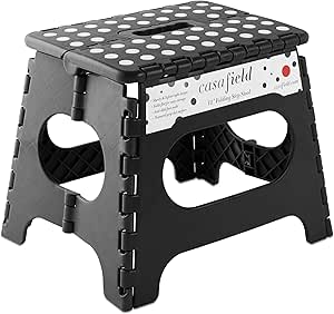 Amazon.com: Casafield 11" Folding Step Stool with Handle, Black ...