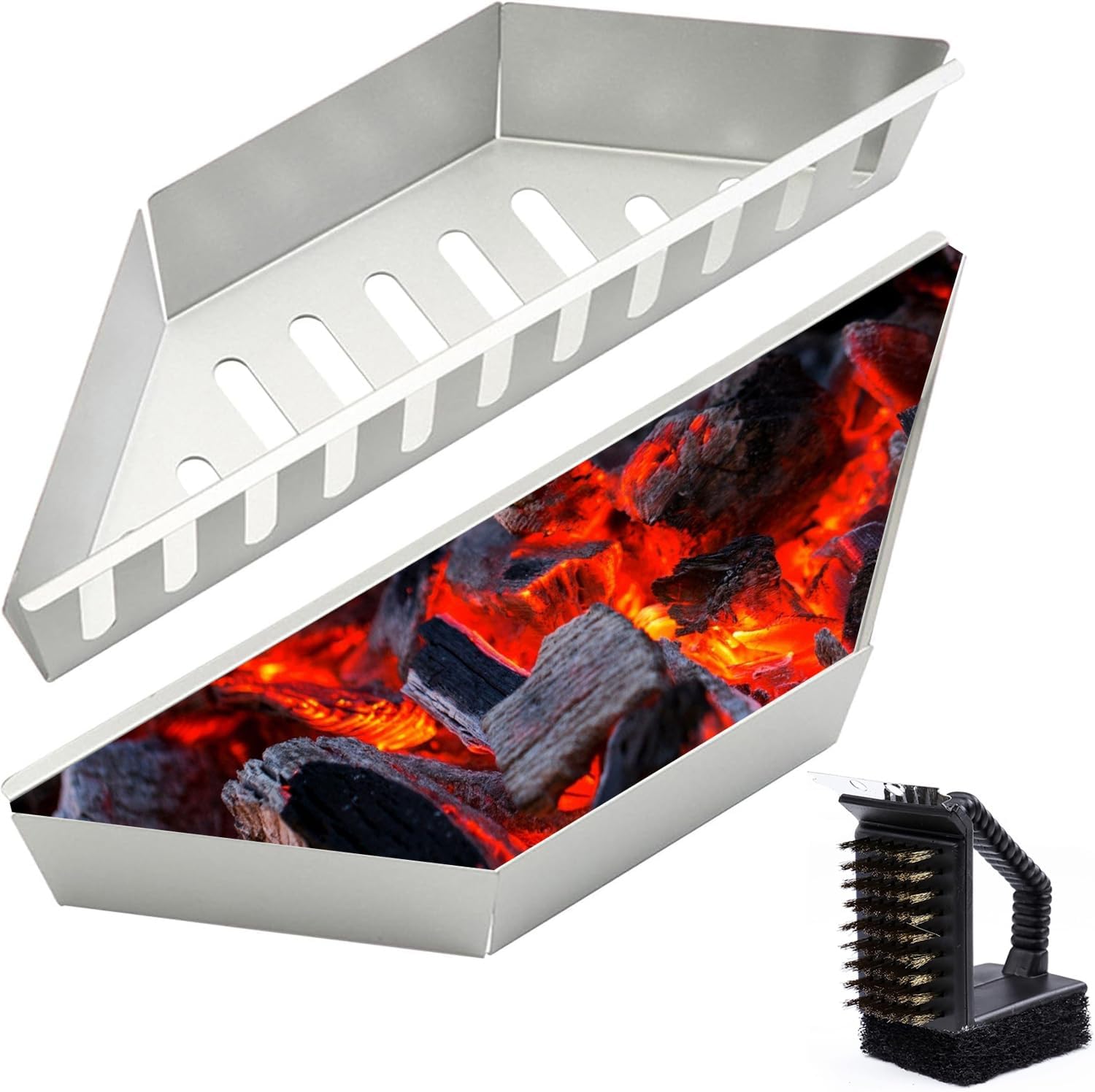 Amazon.com : Charcoal Baskets with 3 In 1 Grill Brush and Scraper, 2 ...
