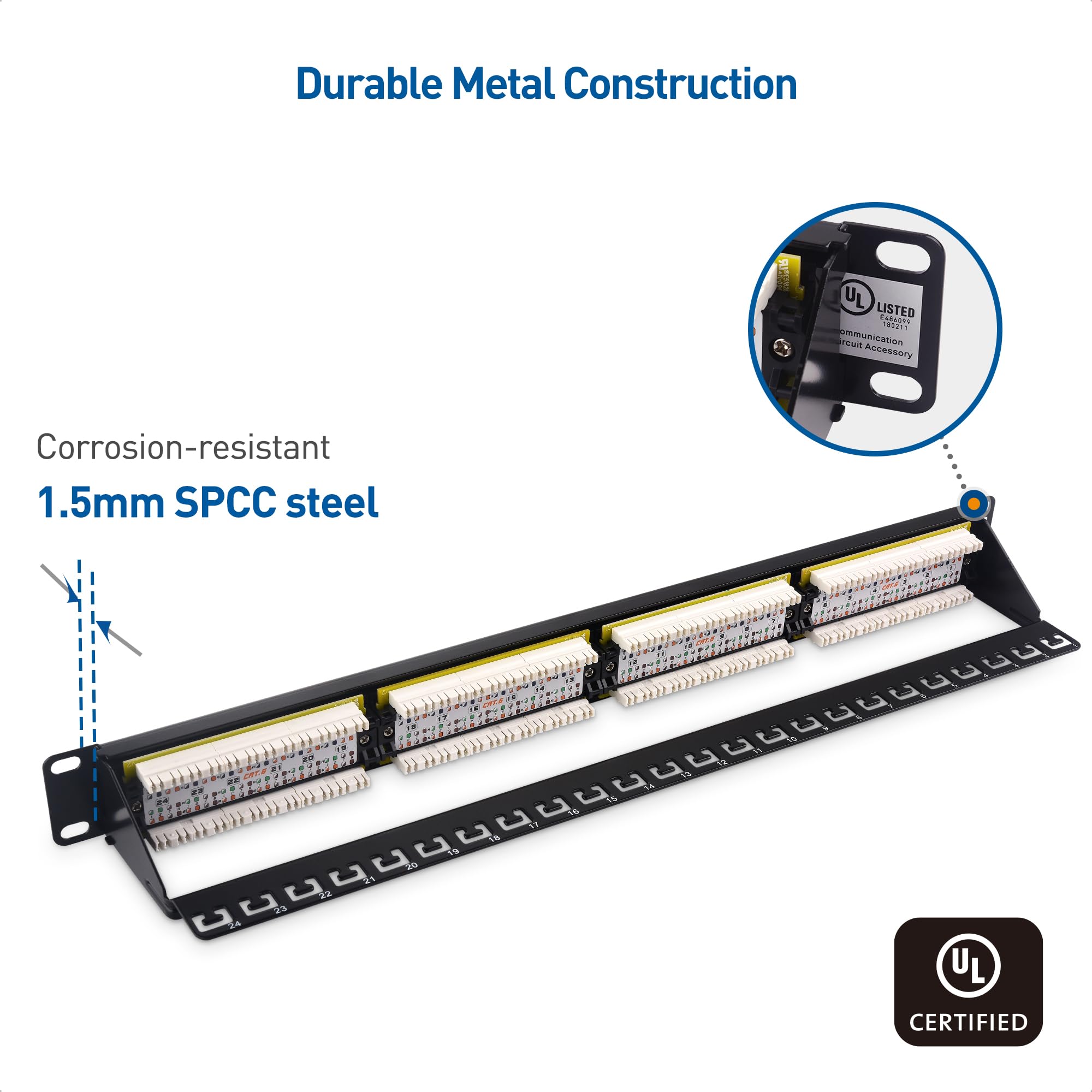 Cable Matters UL Listed Rackmount or Wall Mount 1U 24 Port Network ...