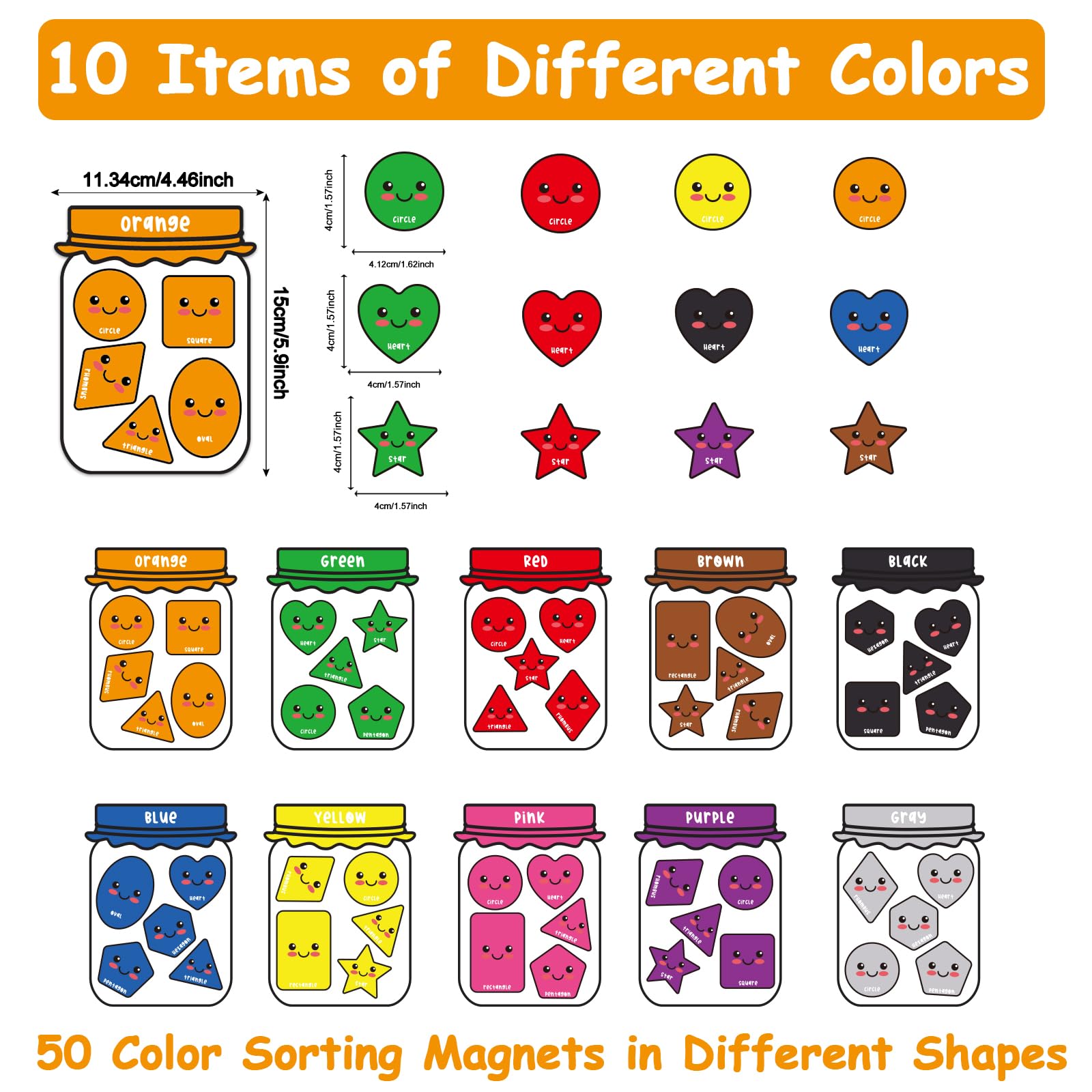 10 Packs Shape & Color Recognition Magnetic Sorting Set for Toddlers ...