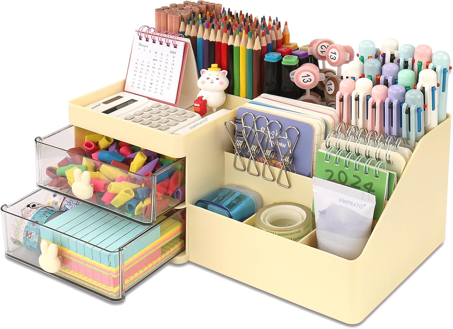 Amazon.com: HWPRATO Desk Organizer with Drawer, Cute Pencil Holder ...