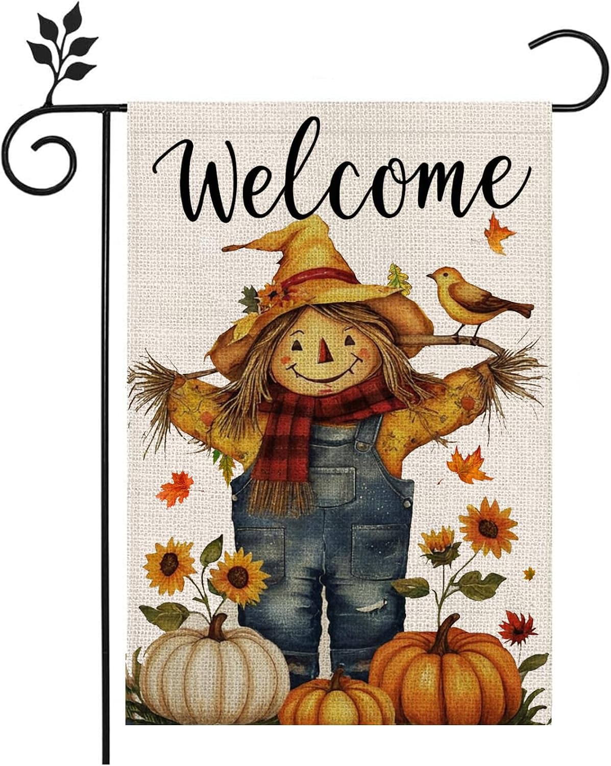 Amazon.com : Fall Scarecrow Welcome Garden Flag Double Sided 12x18 Inch ...