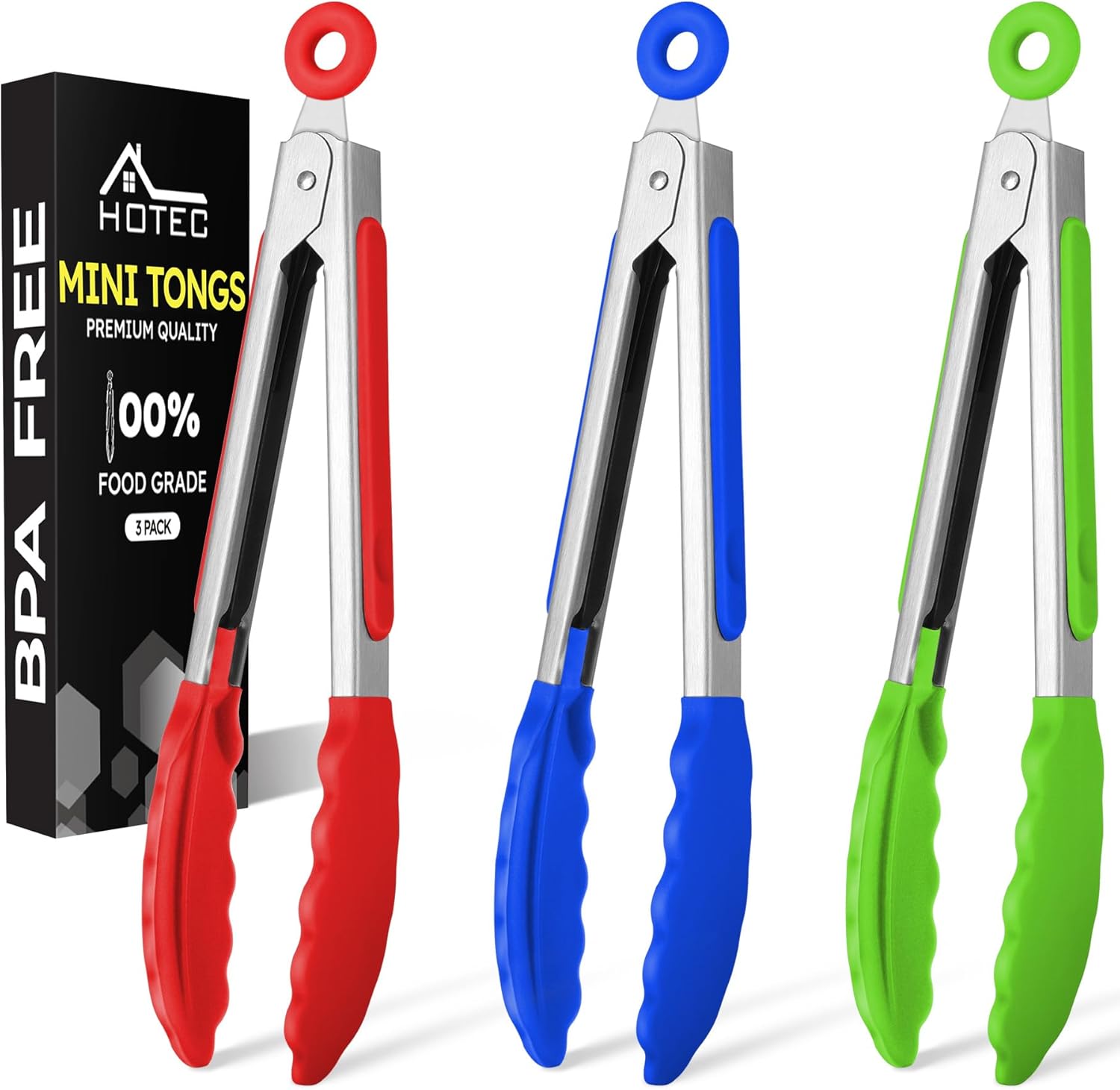 Amazon.com: Hotec Mini Silicone Kitchen Tongs for Cooking - 7-Inch ...
