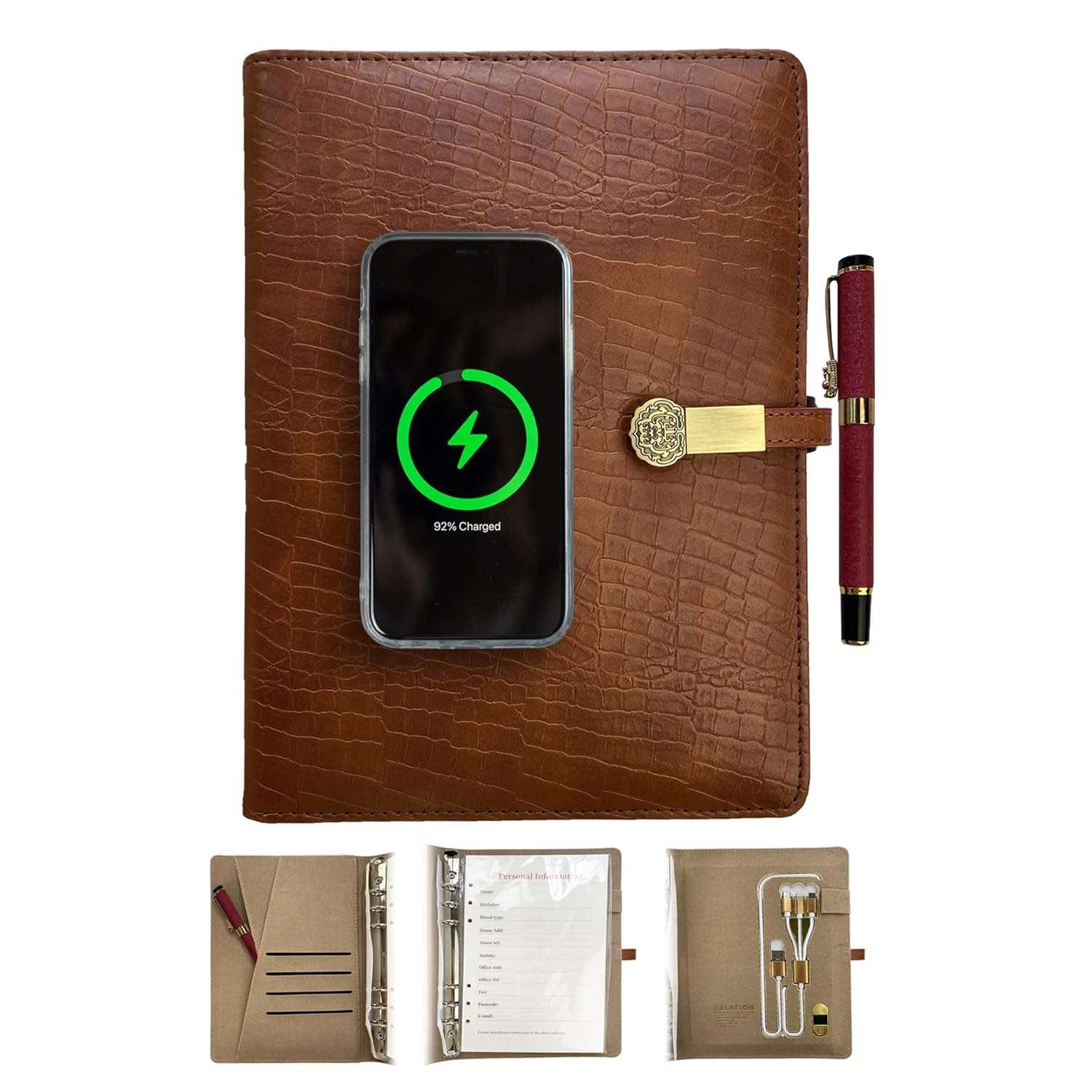 Executive Smart Notebook, Gifts for Business Travelers Phone Charging ...