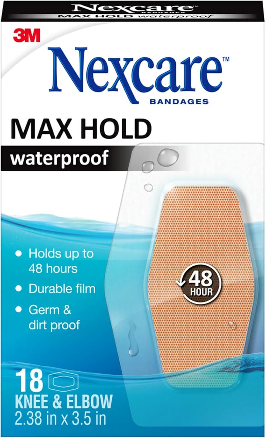 Amazon.com: Nexcare Max Hold Waterproof Bandages, Comfortable, Low ...