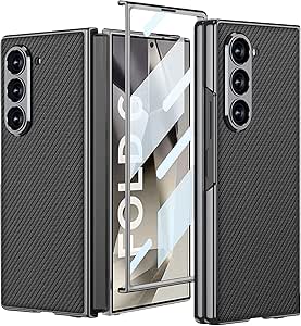 Amazon.com: Ninki Leather Samsung Galaxy Z Fold 6 Case - Carbon Fiber Screen Protector & Slim ...