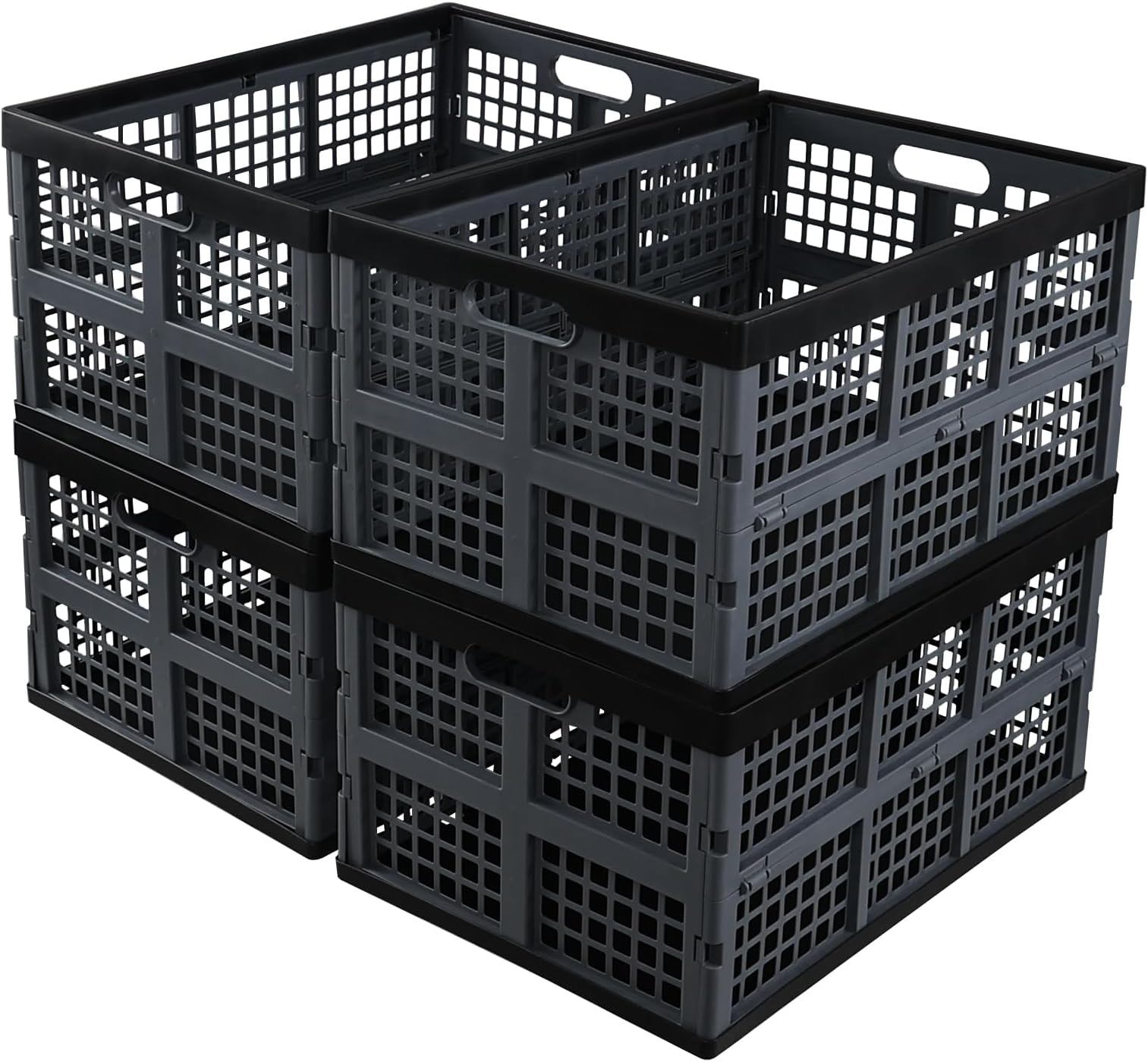 Amazon.com: Nicesh 4-Pack 42 L Plastic Folding Storage Crate ...