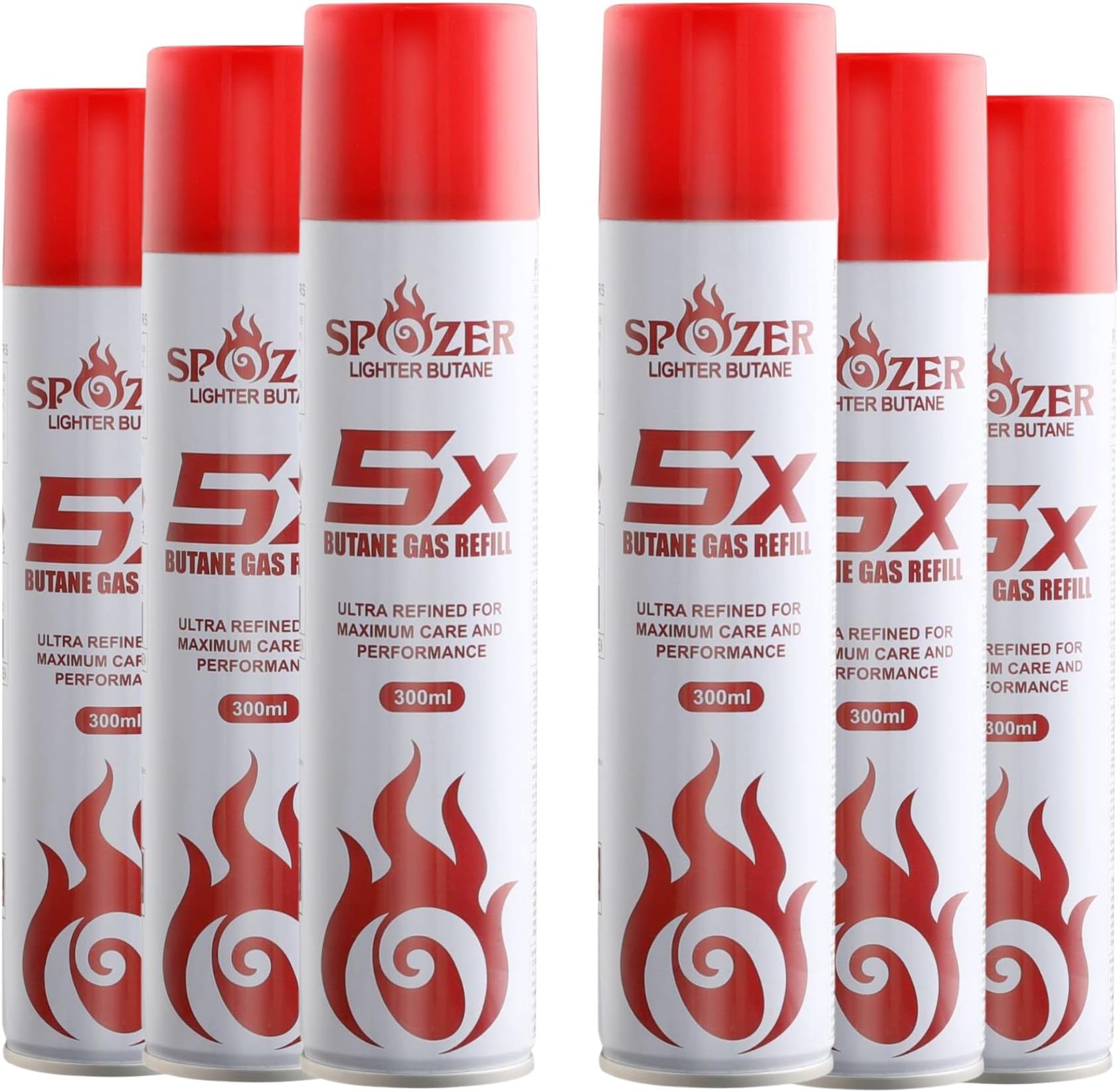 Amazon.com: Spozer 6 Pack 5X Lighter Gas Refill Butane Universal Fluid ...