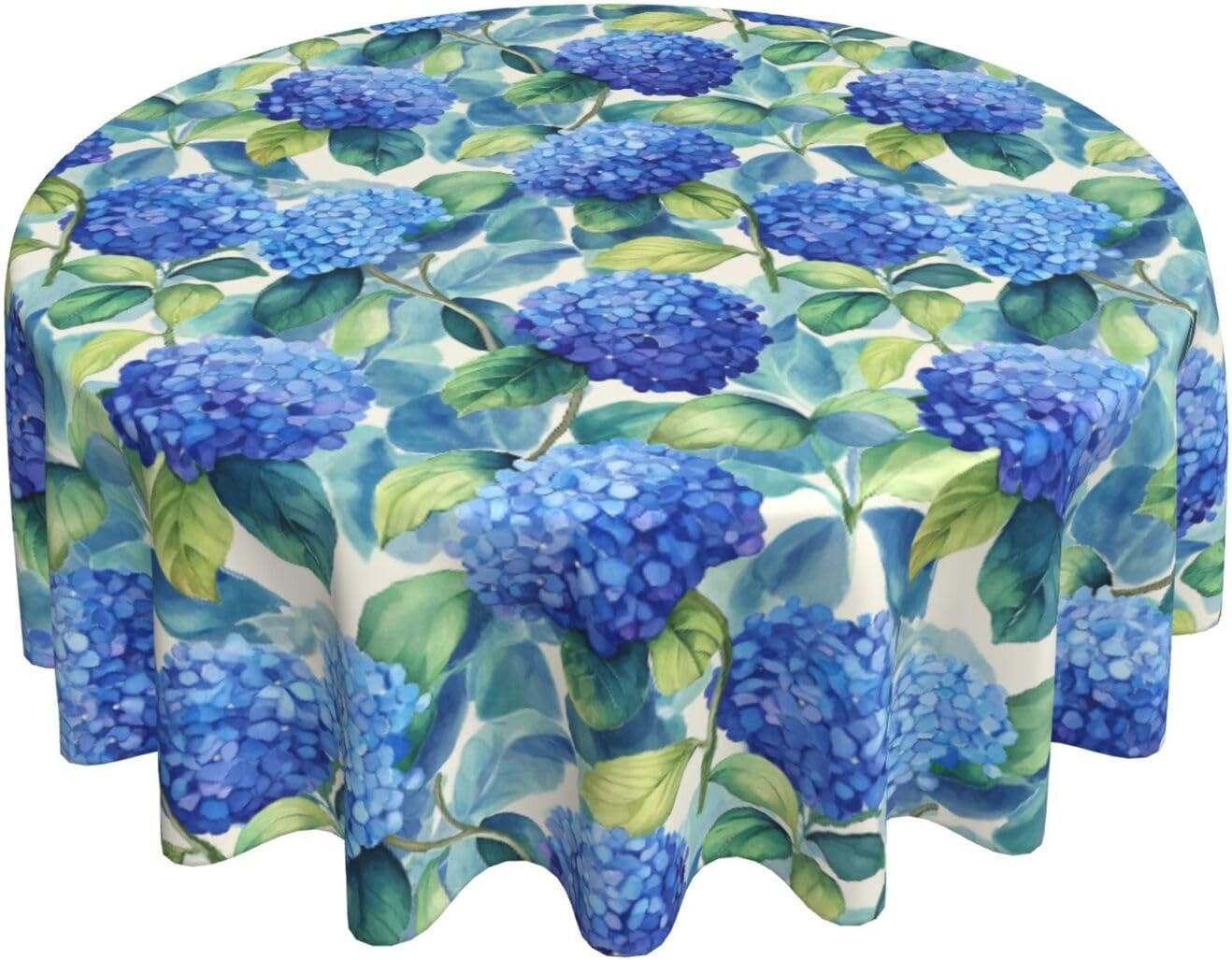 Amazon.com: Blue Green Hydrangea Leaf Round Tablecloth 60 Inch Rustic ...