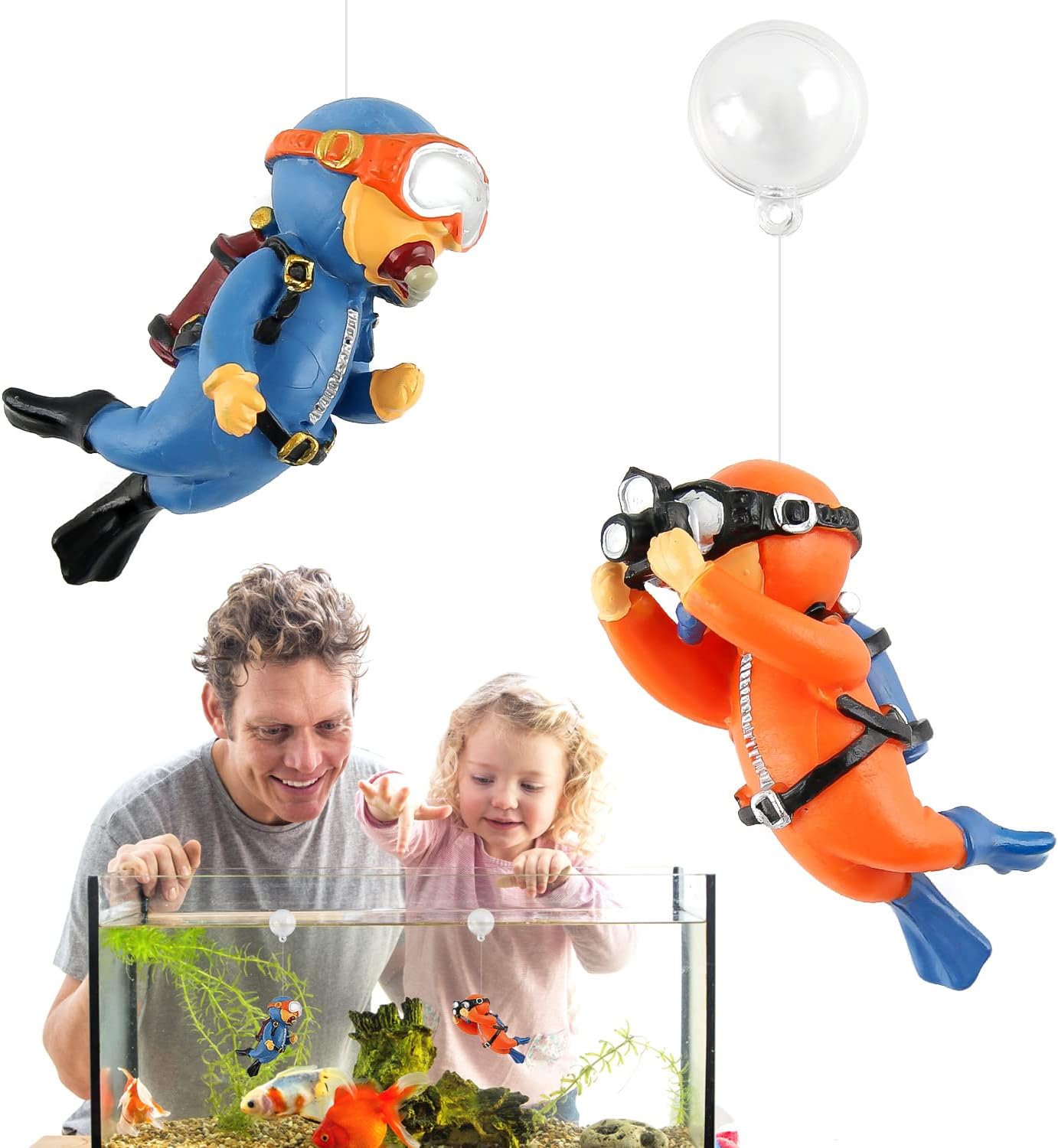 Amazon.com : WAYOME Floating Aquarium Decorations 2 Pack, Floating Fish ...
