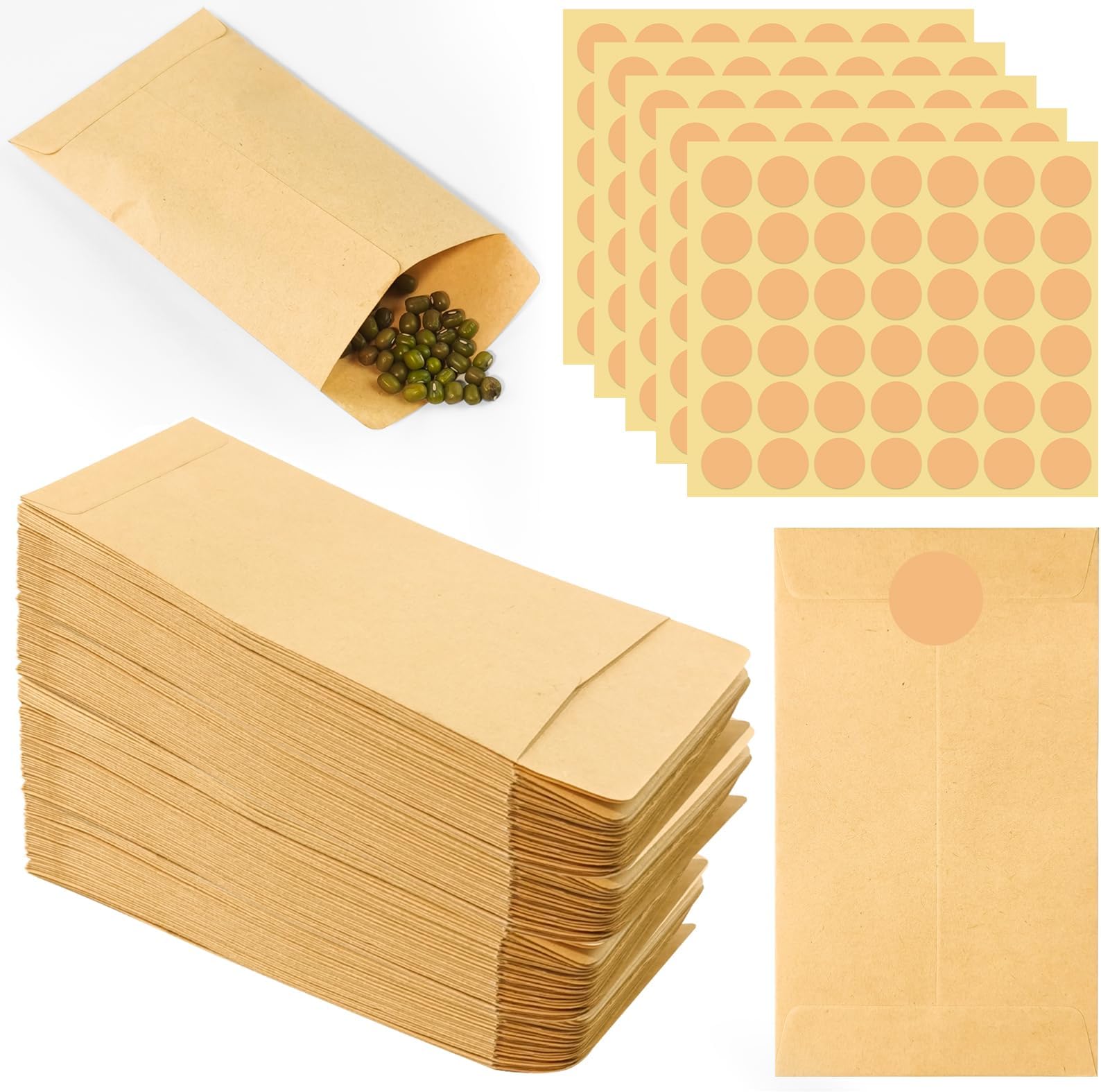 Hengxinc 200 Pcs Kraft Paper Envelopes, 6x10cm Money Envelopes for Cash ...