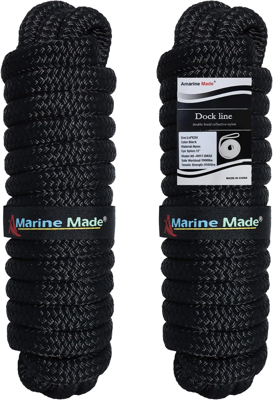 Amazon.com: Amarine Made 3/4" x 25' Dock Line, 2pcs Double Braided ...