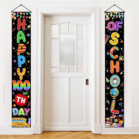 Amazon.com: Happy 100 Days of School Banner Decoration,100th Day of ...