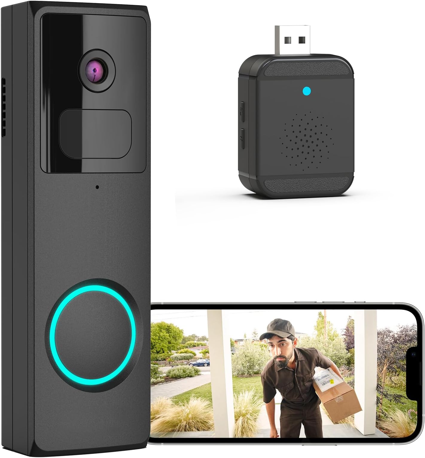 Amazon.com: CHZHVAN Smart Video Doorbell Wireless, 1080P FHD Doorbell ...