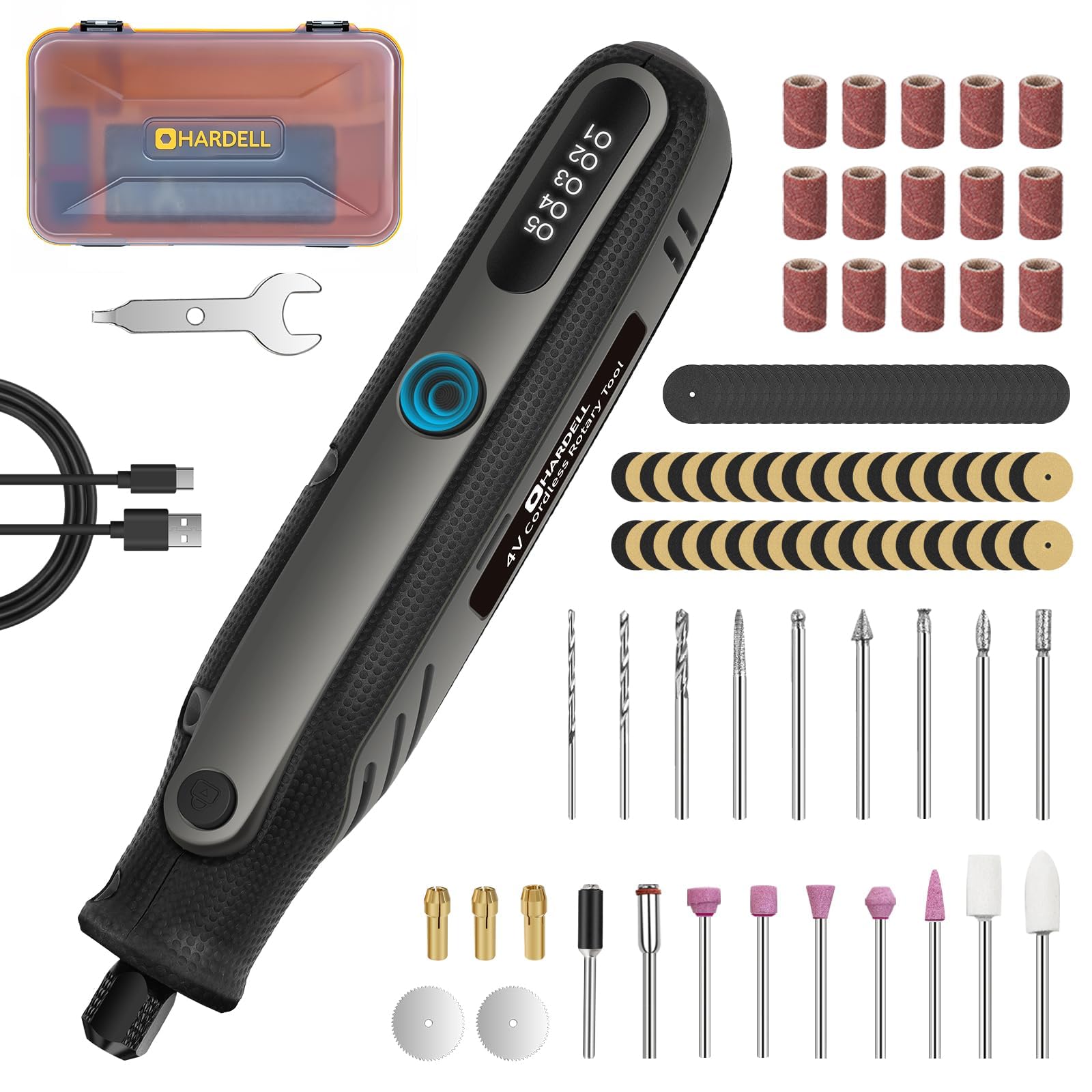 Snapklik.com : HARDELL Mini Cordless Rotary Tool 4V, 5-Speed Rotary ...