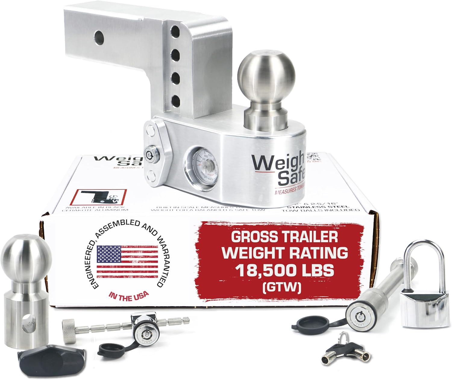 Amazon.com: Weigh Safe Aluminum Adjustable Trailer Hitch - Towing Hitch ...