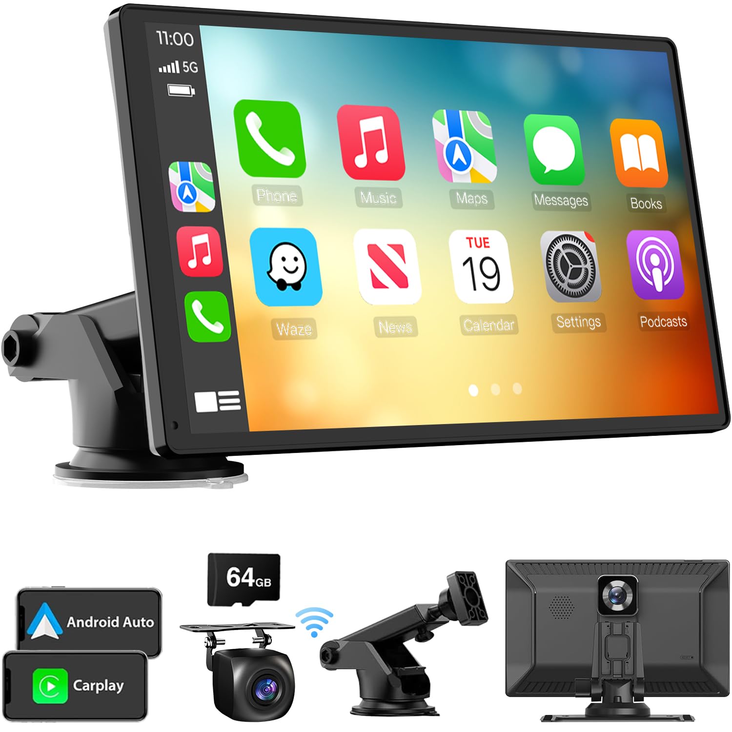 Amazon.com: Portable Wireless CarPlay Touchscreen for Car: 4K Apple ...