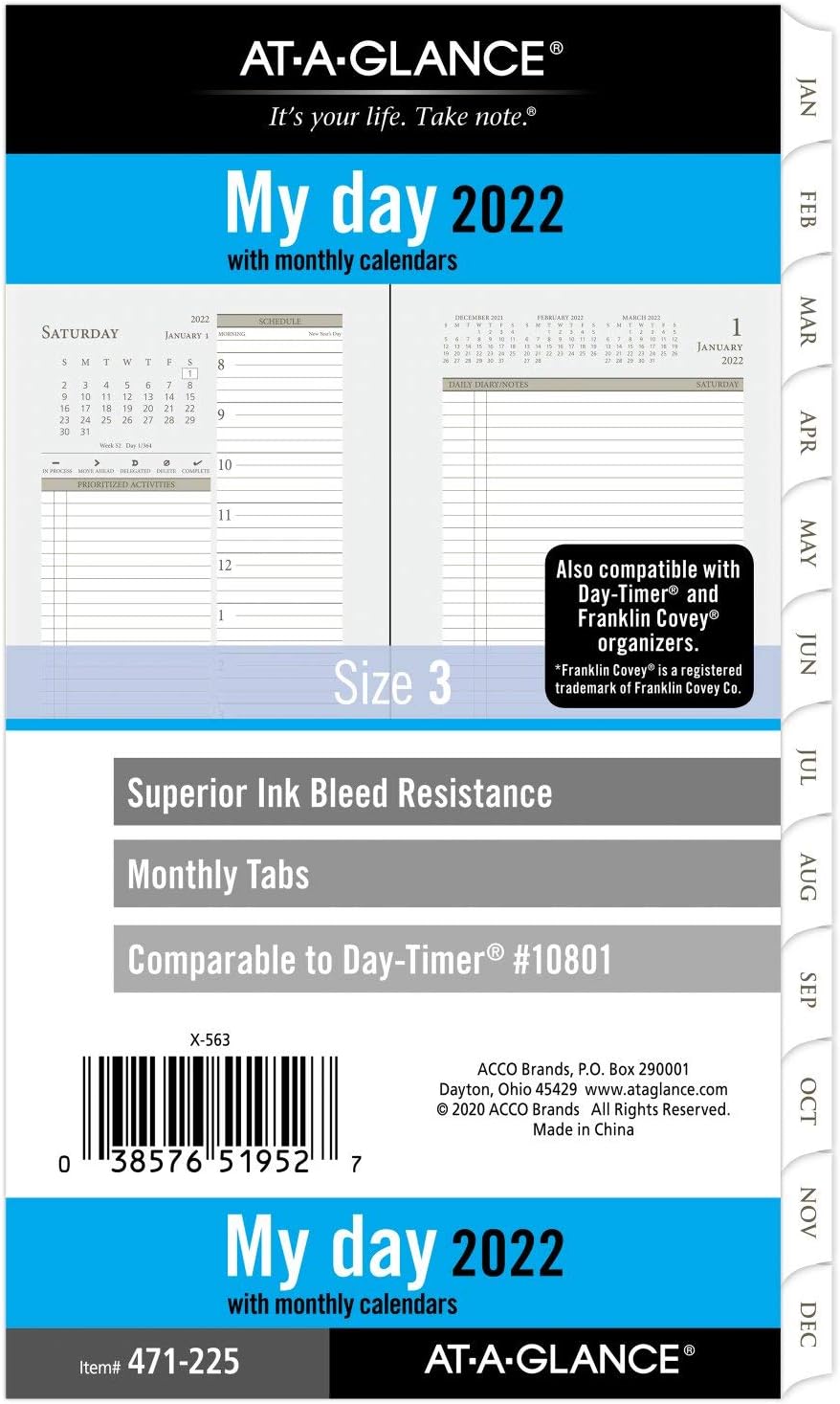 Amazon.com : 2021 Daily Planner Refill by AT-A-GLANCE, 12010 Day-Timer ...